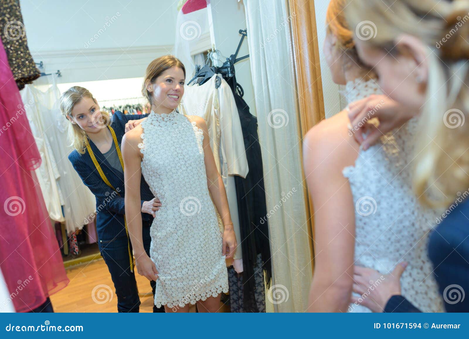 Fashion Designer Fitting Model Stock Photo - Image of person, fashion ...