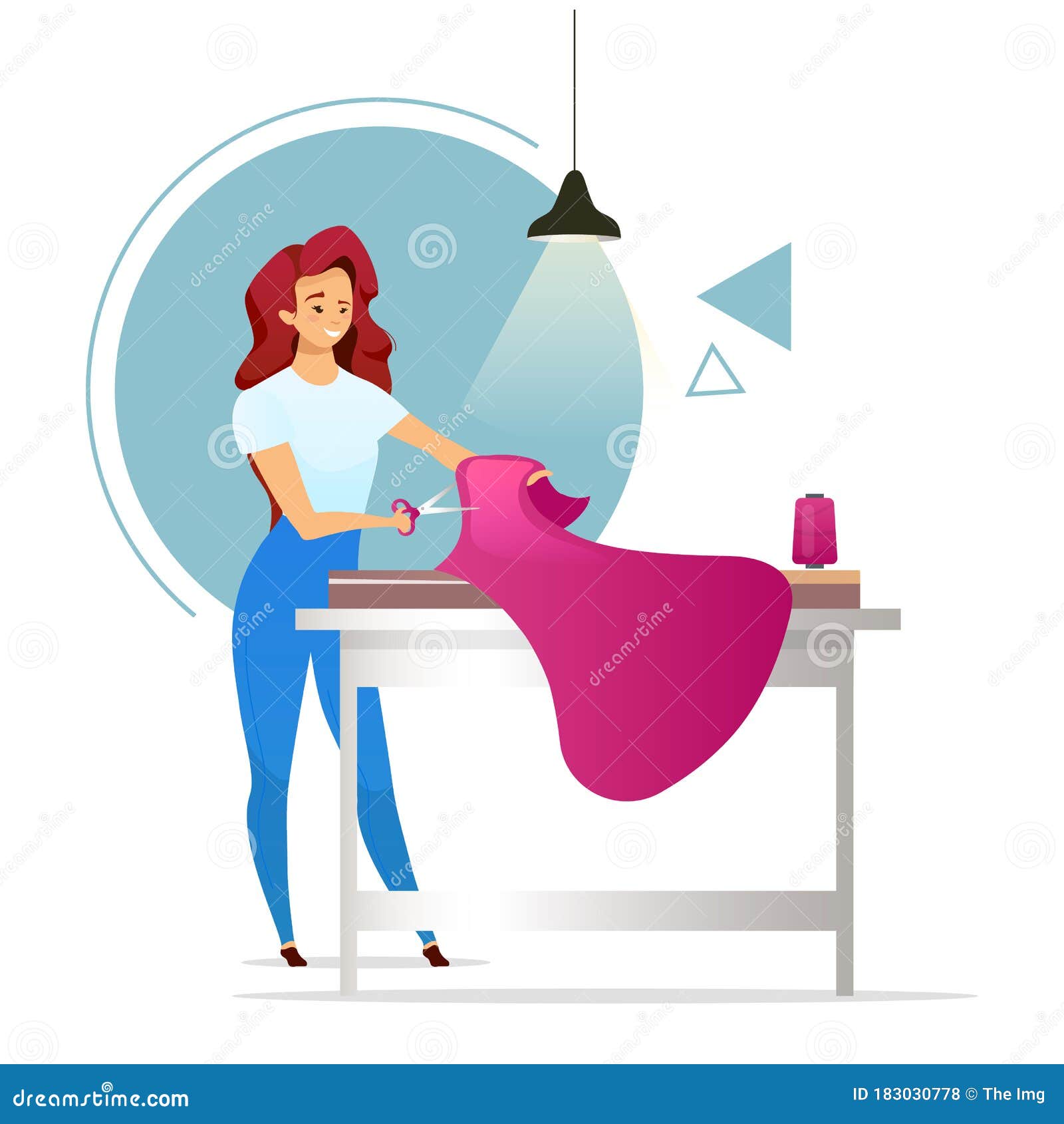 Fashion Designer Flat Color Vector Illustration Stock Vector