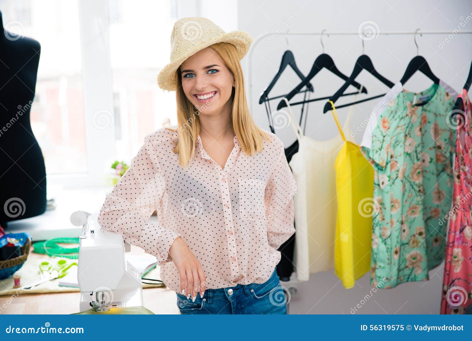 Fashion Designer Standing in Workshop Stock Image - Image of rack ...