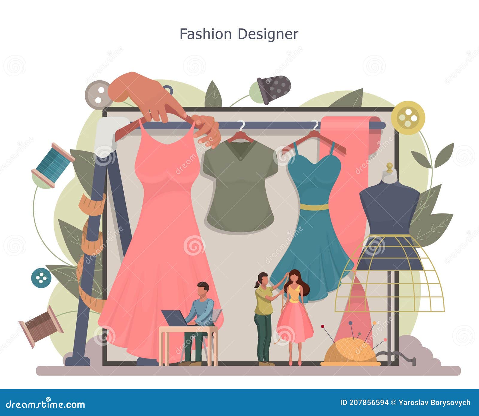 Fashion Designer or Tailor Concept. Tiny Tailor Masters Taking ...