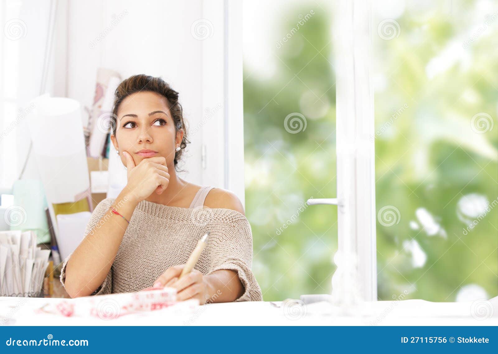 Fashion designer thinking stock photo. Image of beautiful - 27115756