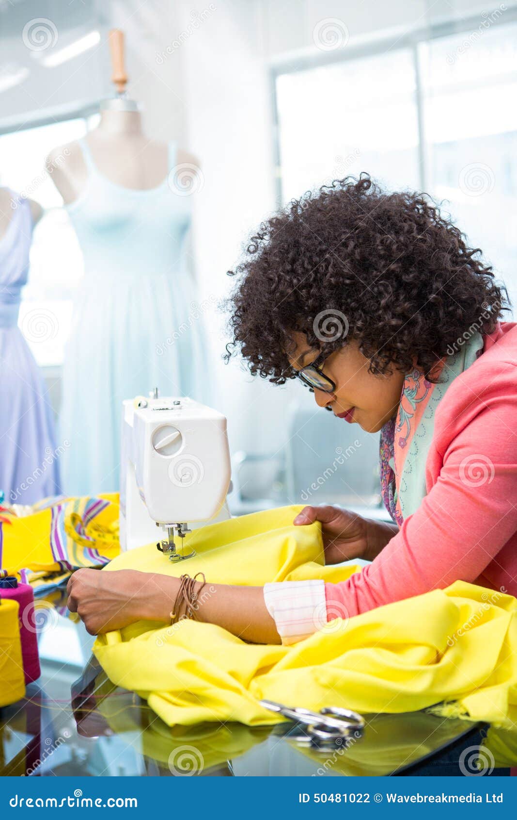 Fashion Designer Using Sewing Machine Stock Photo - Image of person ...