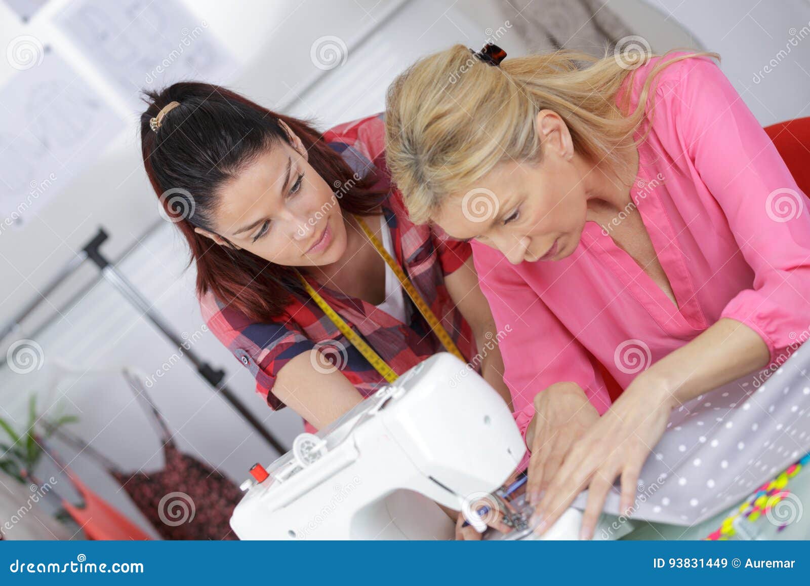 Fashion Designer Using Sewing Machine Training Apprentice Stock Image ...