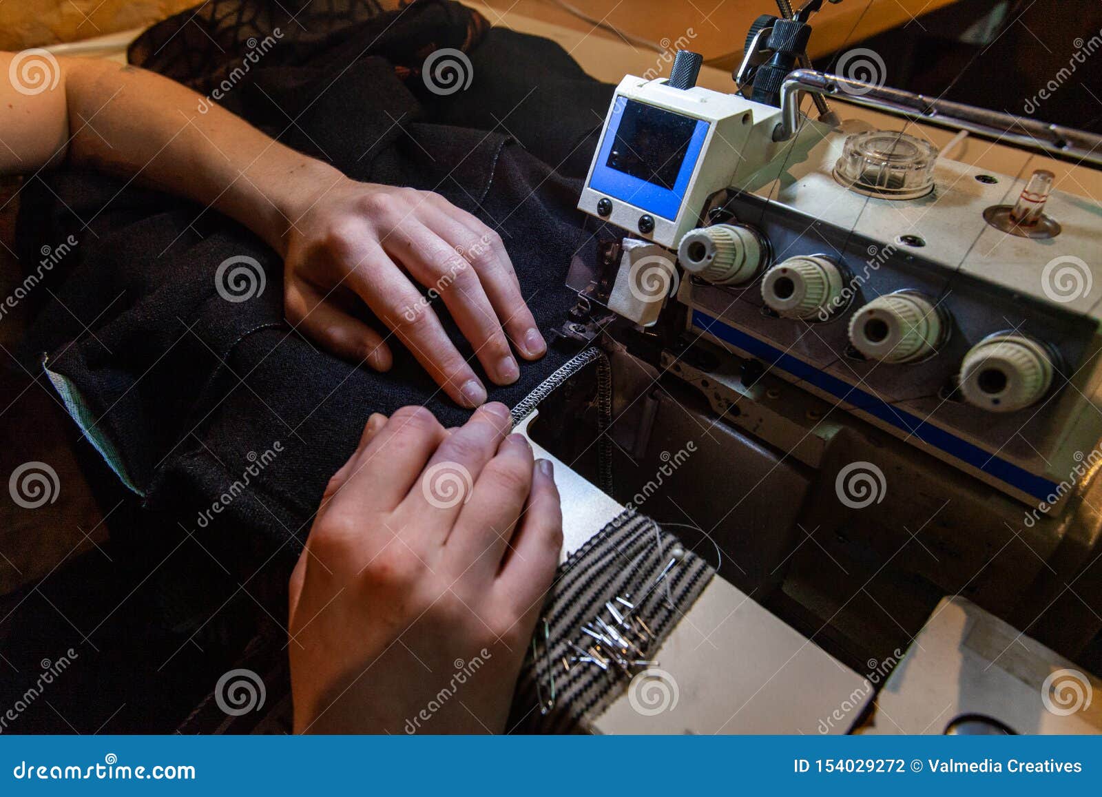 Fashion Designer Using Vintage Overlock Stock Photo - Image of ...