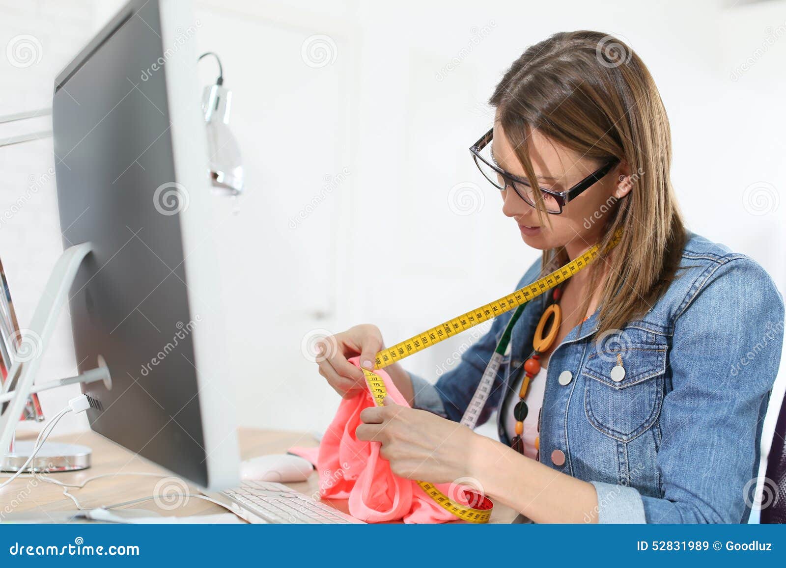 Fashion Designer Working on Desktop Computer Stock Image - Image of ...