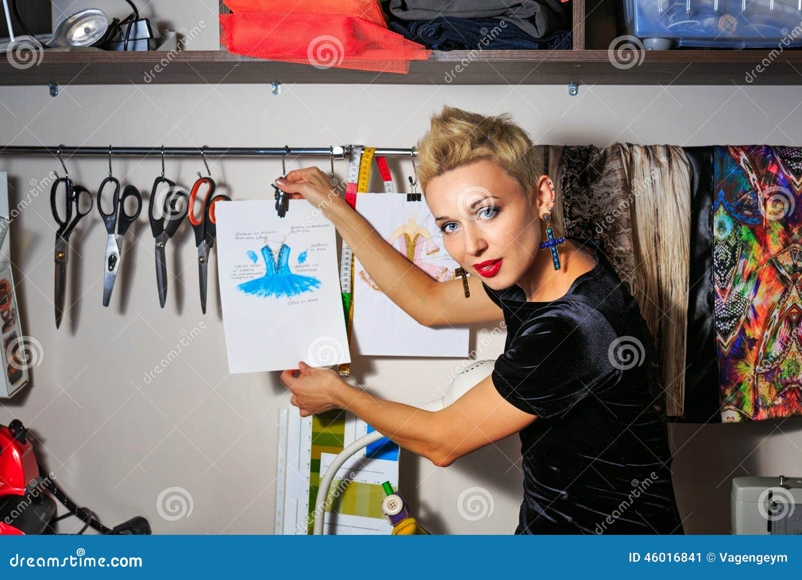 Fashion Designer Working with Dummy Stock Image - Image of designing ...