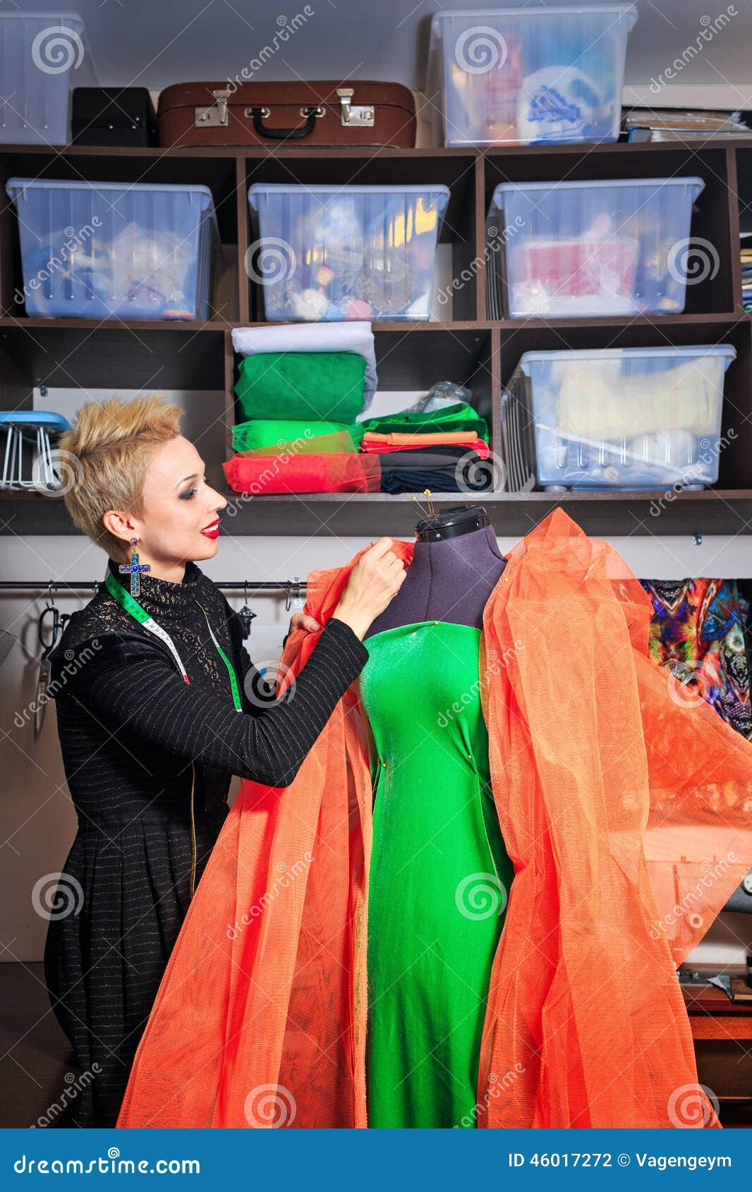 Fashion Designer Working with Dummy Stock Photo - Image of caucasian ...