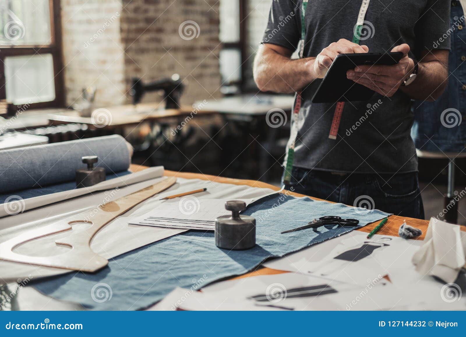 Fashion Designer Working in His Studio Stock Photo - Image of creative ...