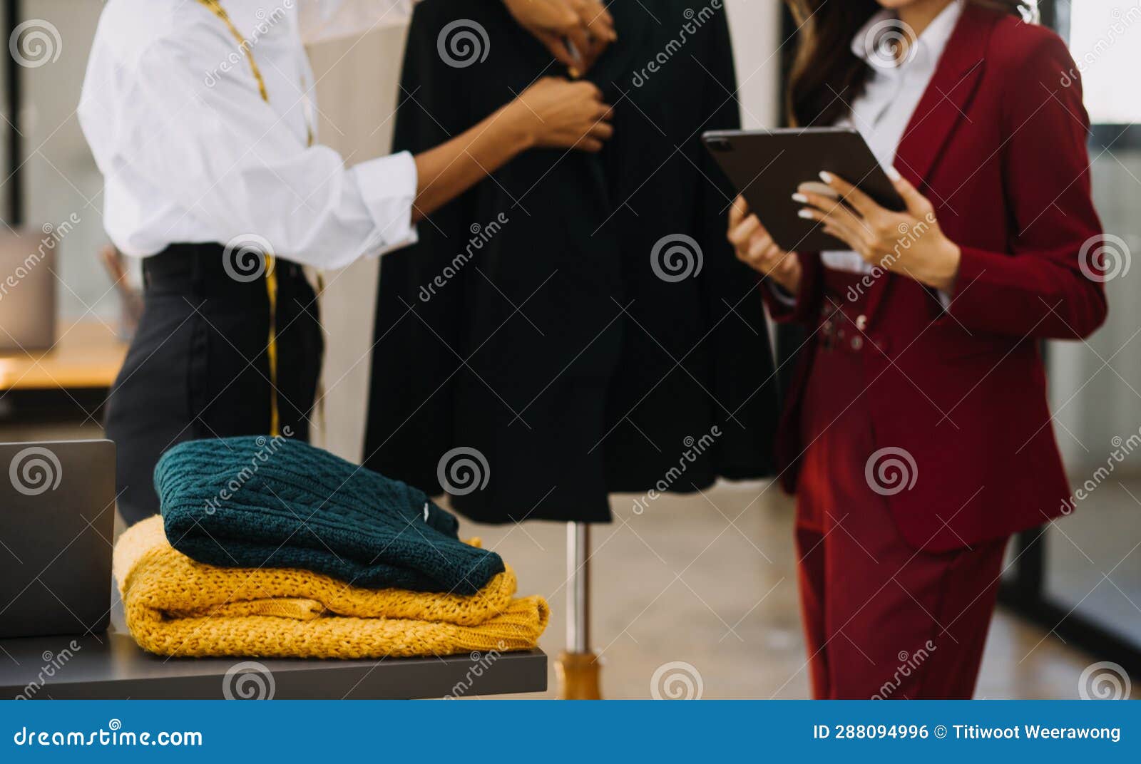 Fashion Designer Working in Studio. Close Up Design Stock Photo - Image ...