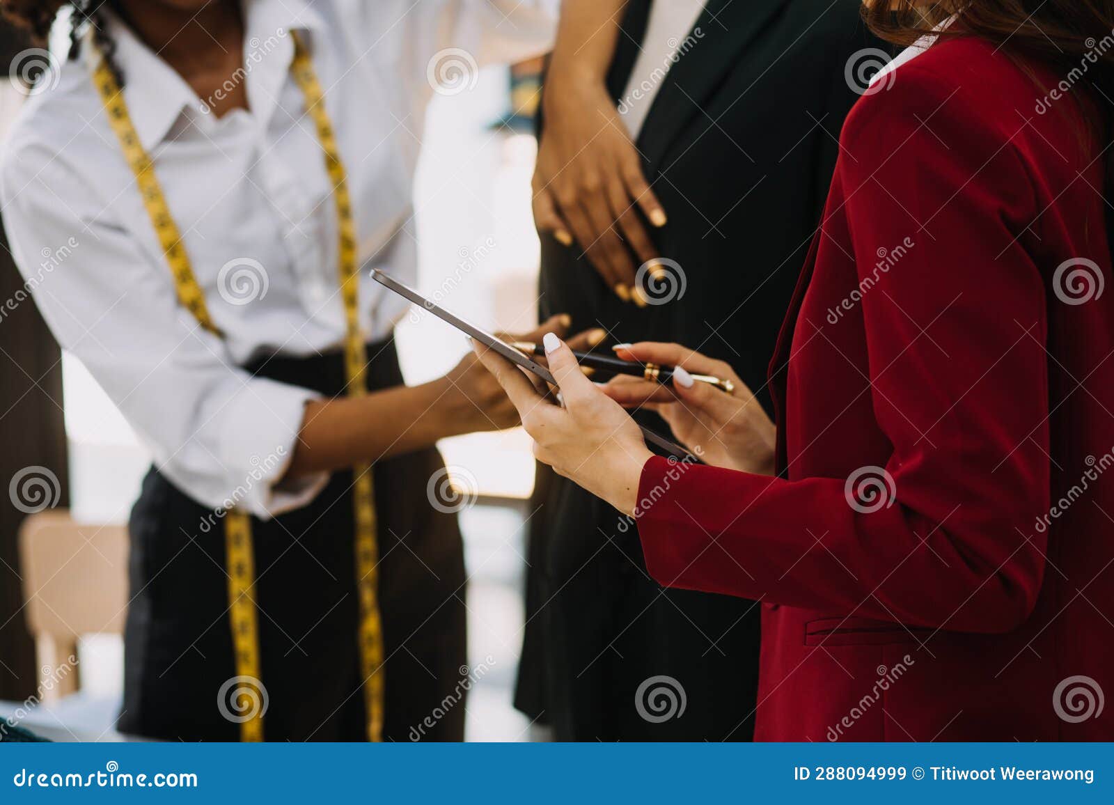 Fashion Designer Working in Studio. Close Up Design Stock Image - Image ...