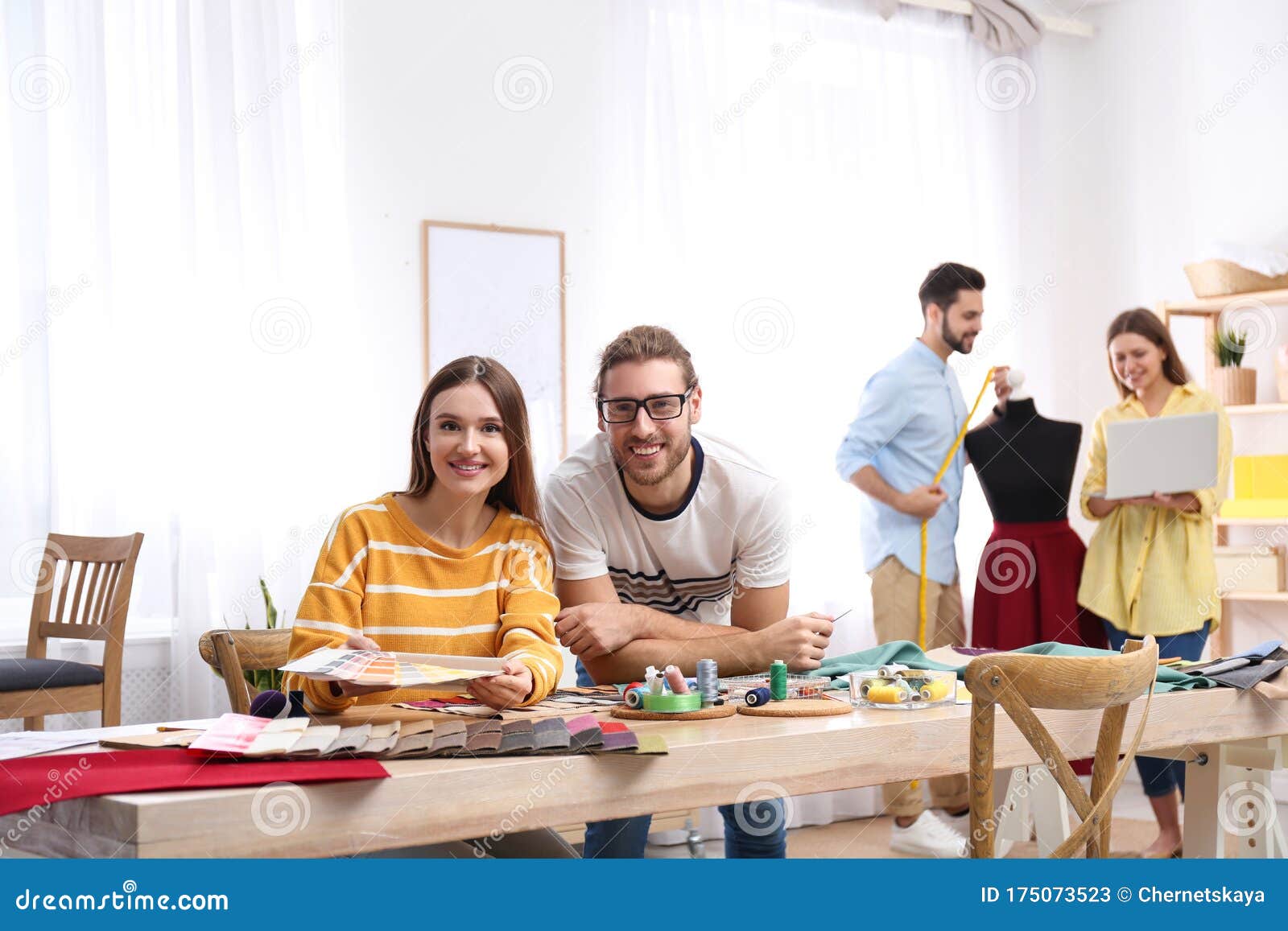 Fashion Designers Creating Clothes in Studio Stock Image - Image of ...