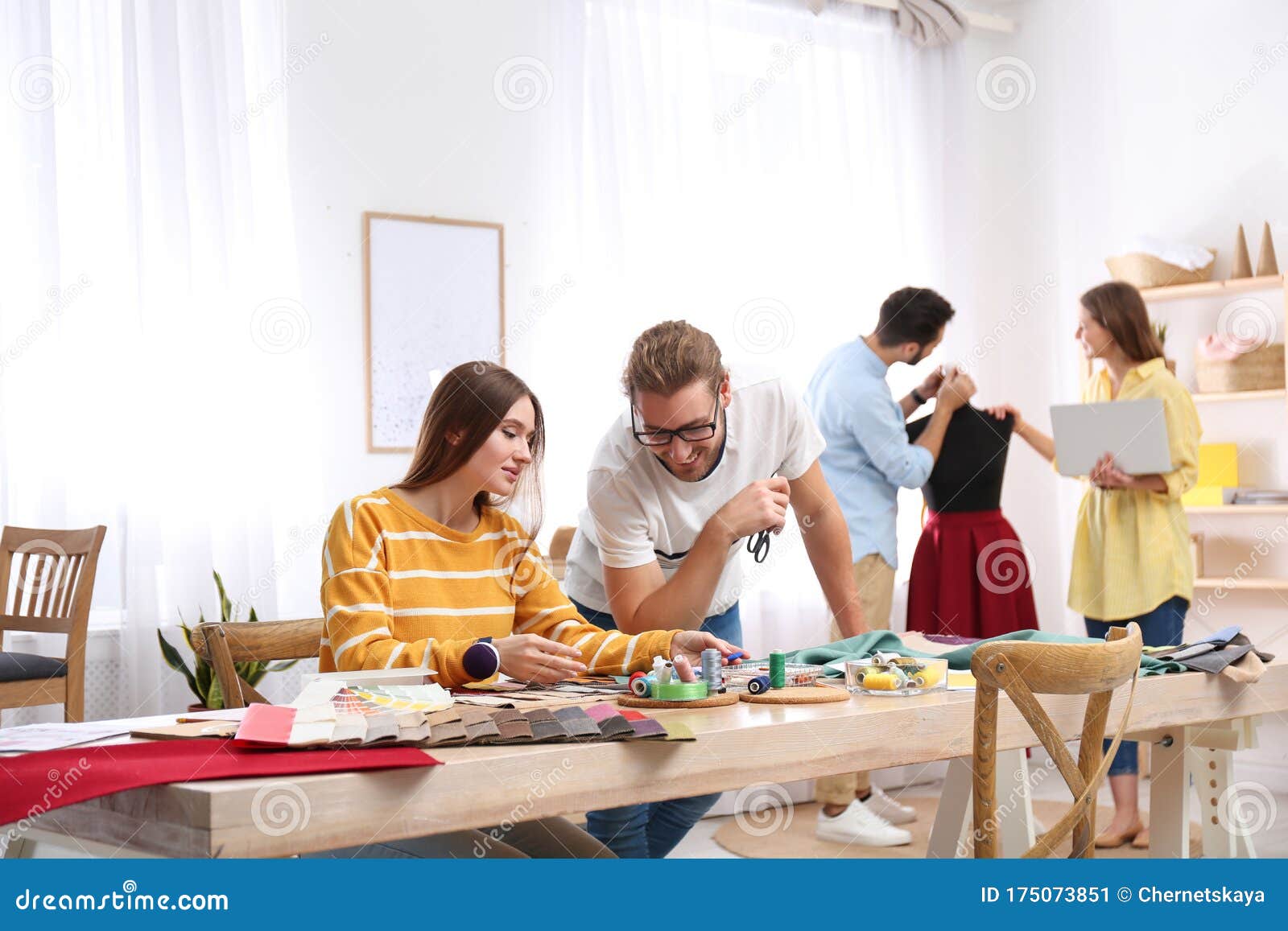 Fashion Designers Creating Clothes in Studio Stock Image - Image of ...