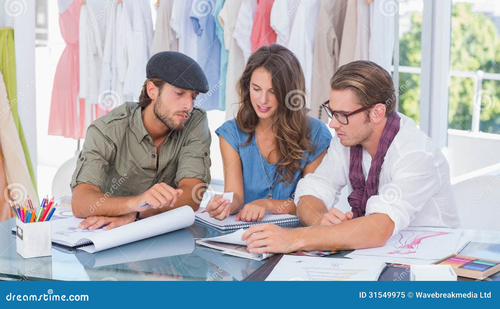 Fashion Designers Working in a Office Stock Image - Image of female ...
