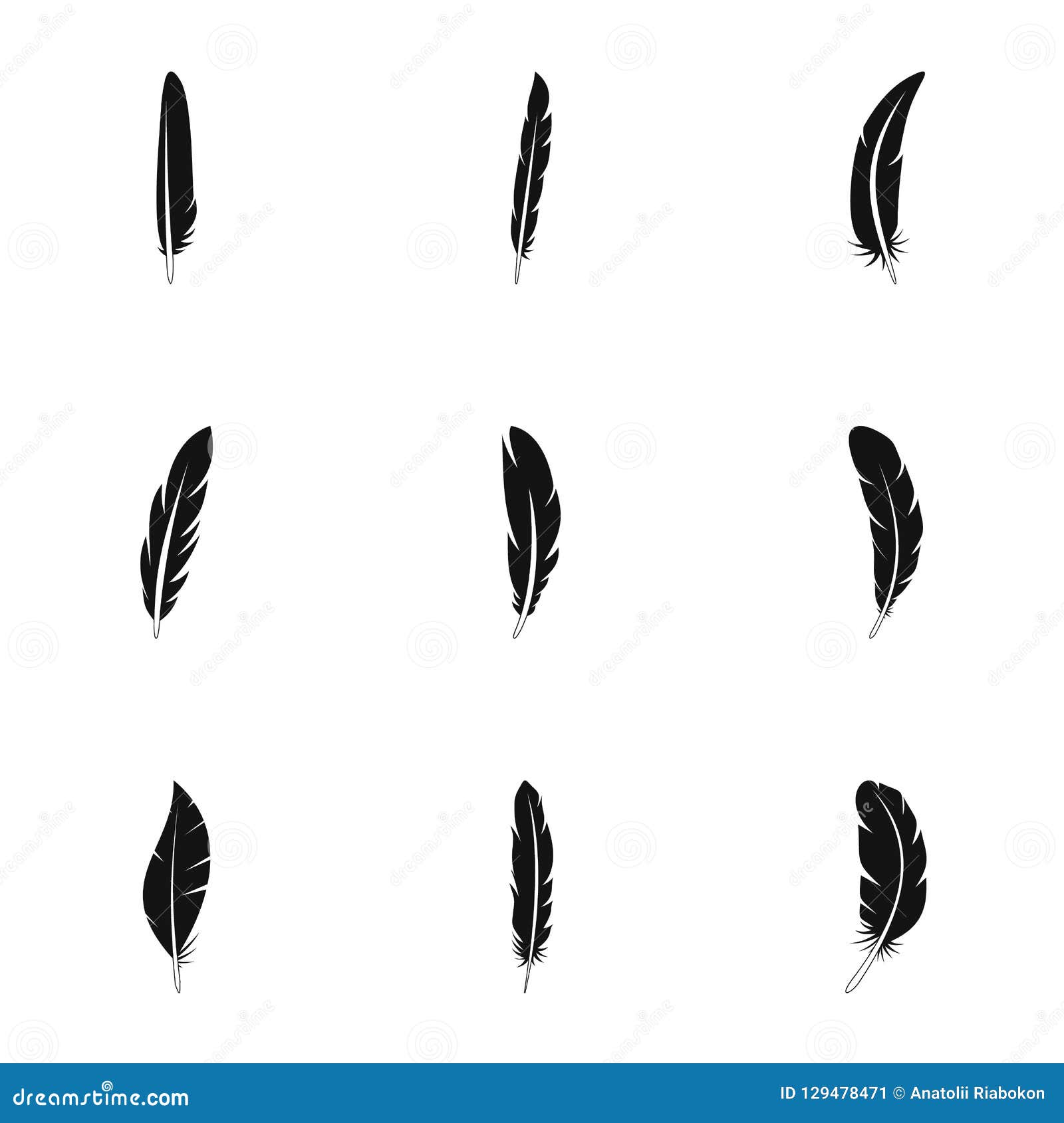 Fashion Feather Icon Set, Simple Style Stock Vector - Illustration of ...