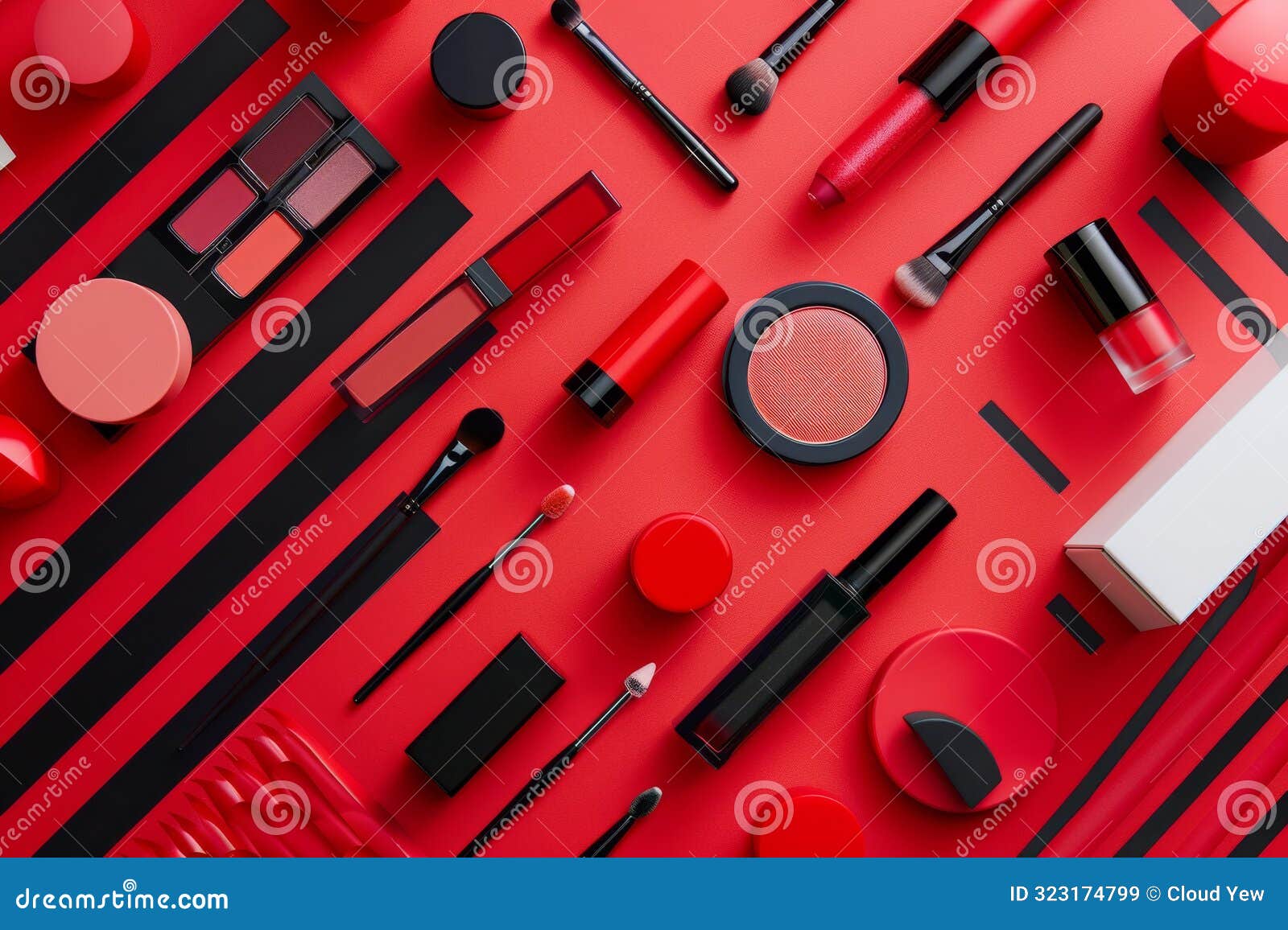 Fashion-forward Makeup Layout Pattern for Promotional Materials. Stock ...