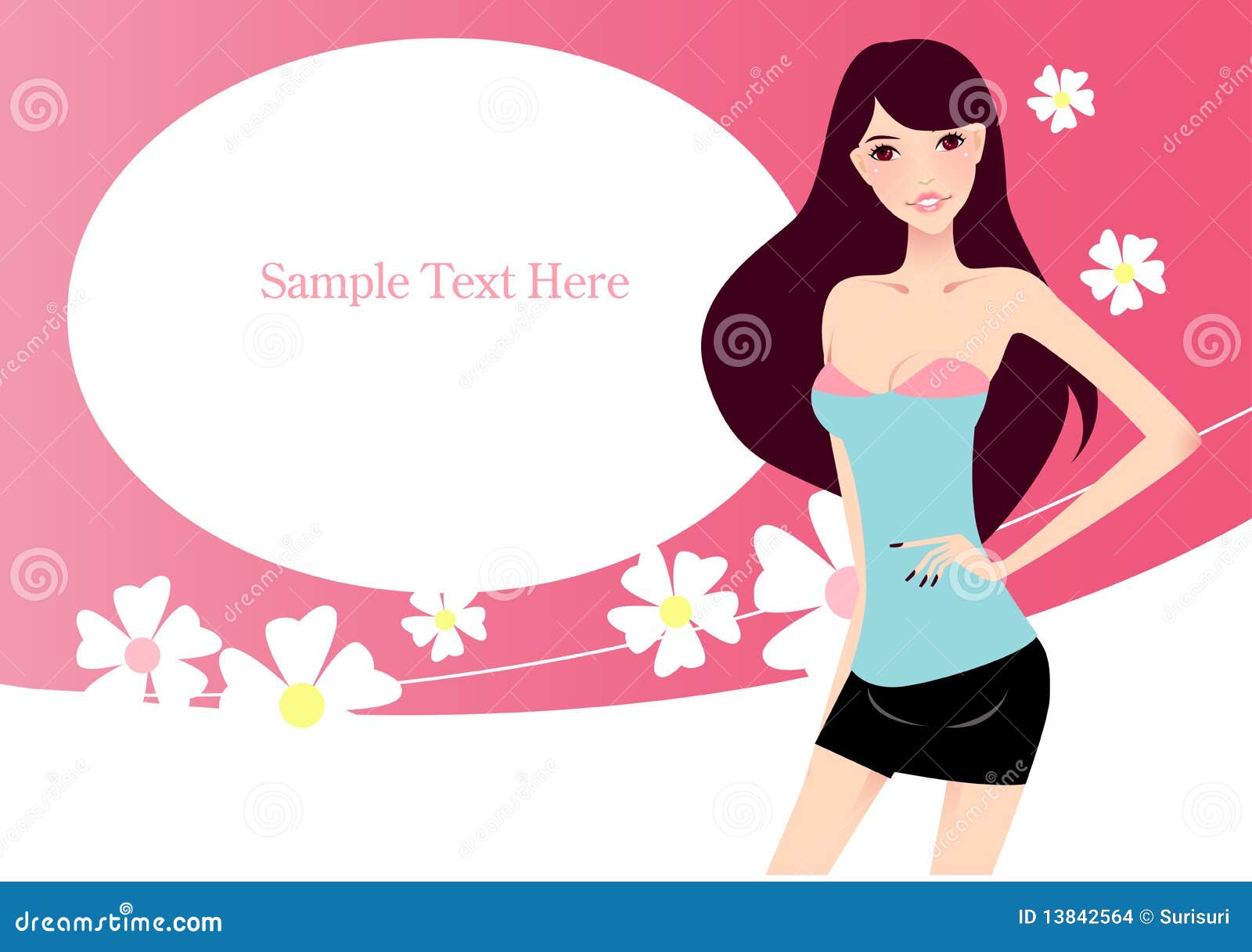 A fashion girl and frame stock vector. Illustration of hair - 13842564