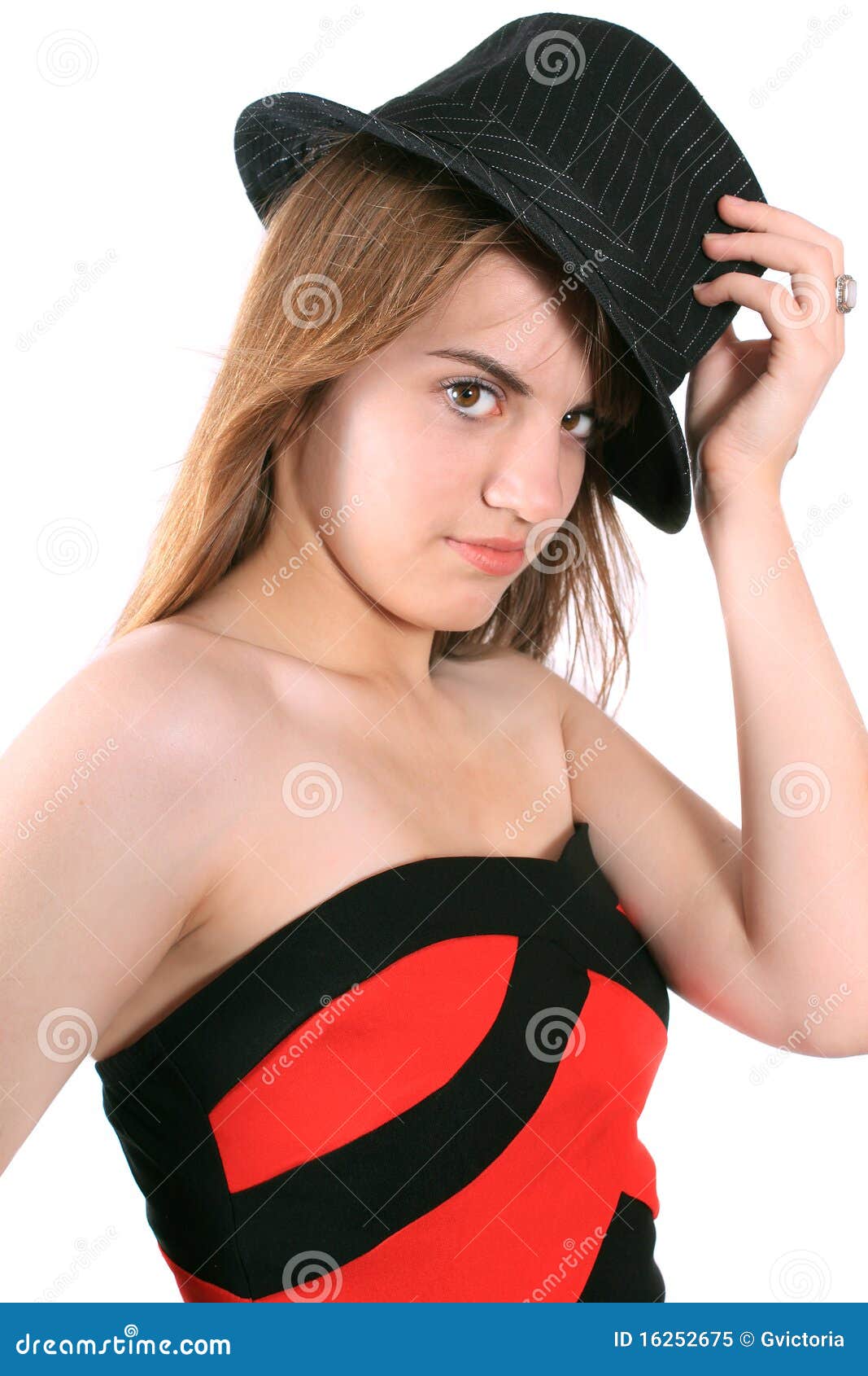 Fashion girl with hat stock image. Image of fedora, happy - 16252675