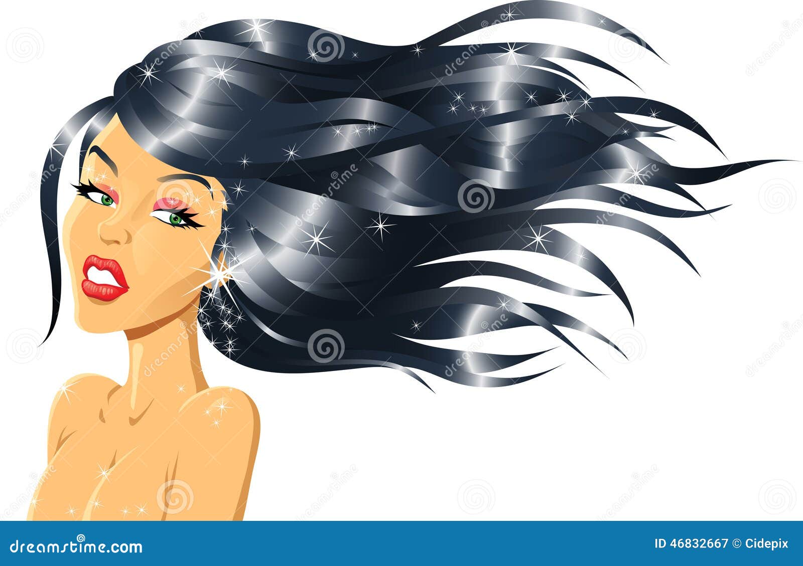 Fashion Girl With Shiny Hair Stock Vector Illustration Of Glowing
