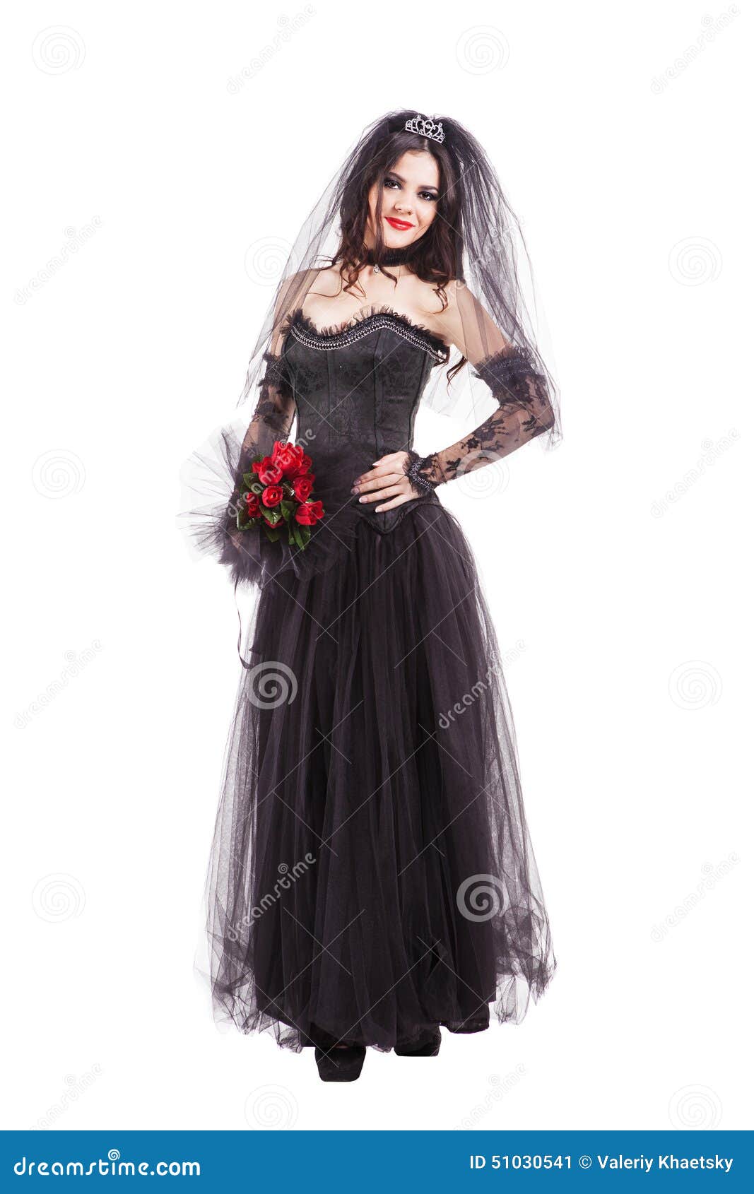 Fashion Gothic Bride Isolated on White Background Stock Image - Image ...