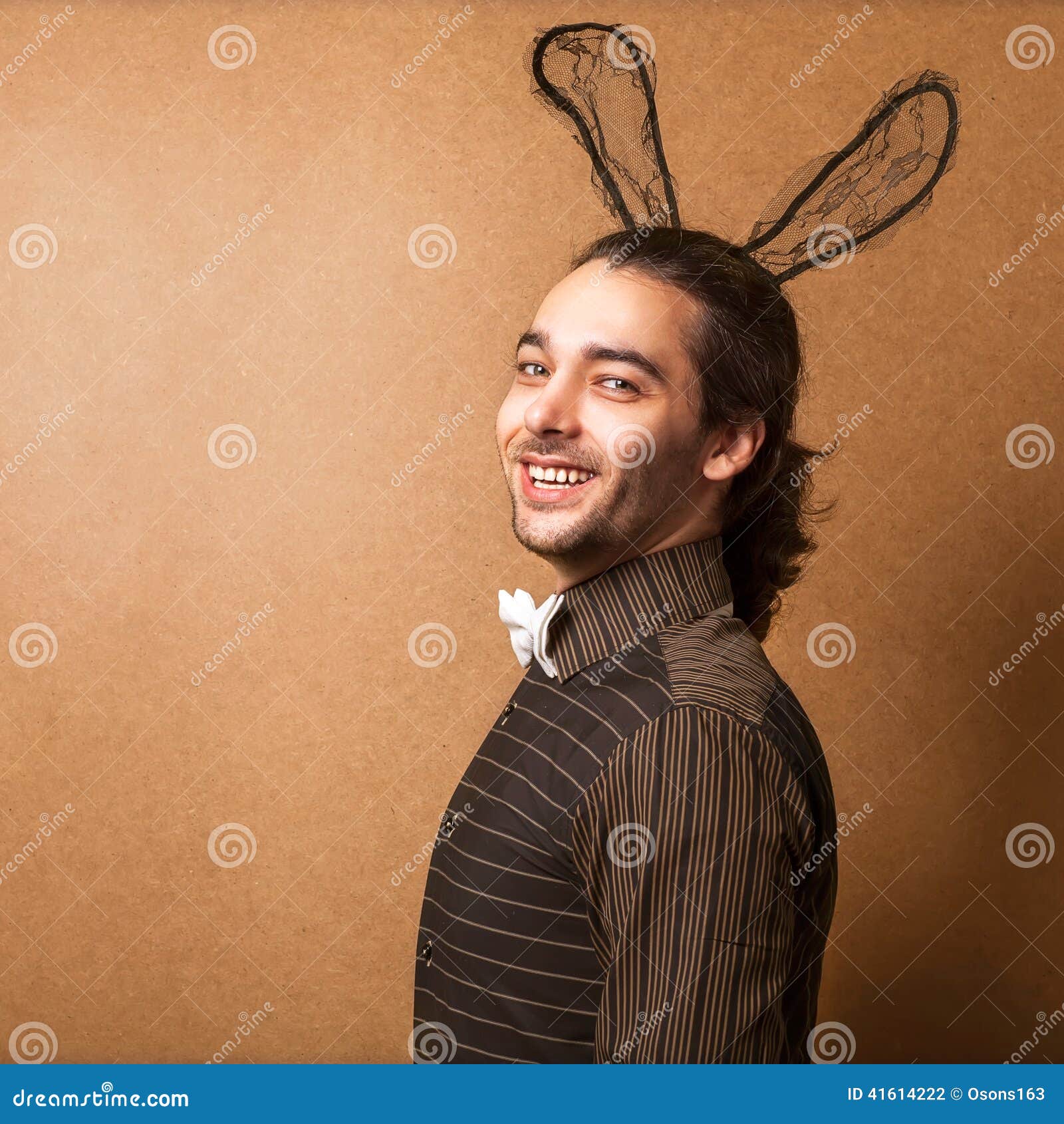 Fashion guy in bunny ears stock photo. Image of elegantly - 41614222
