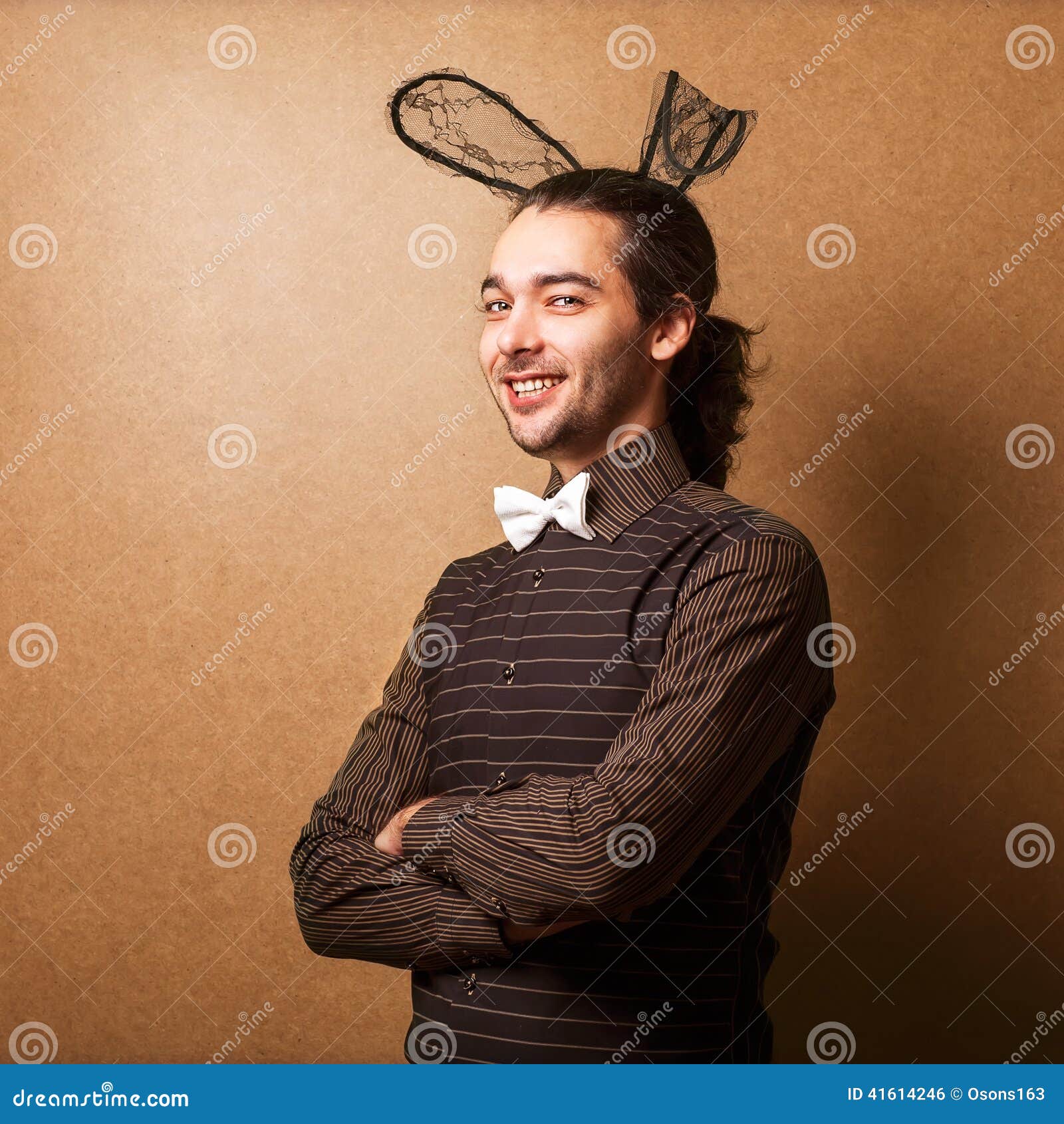 Fashion guy in bunny ears stock photo. Image of dressed - 41614246