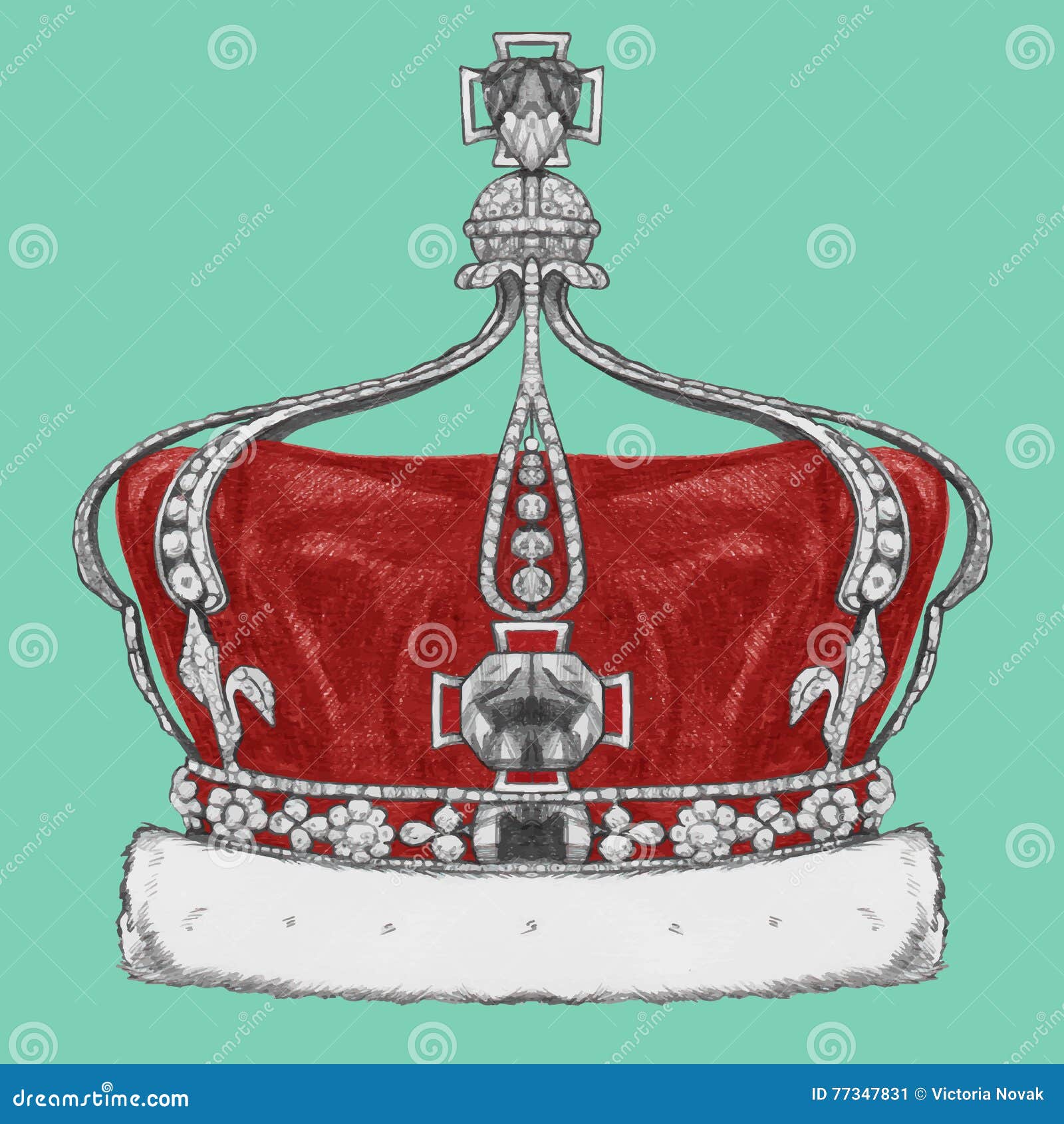 Fashion Illustration. Hand-drawn Crown Stock Vector - Illustration of ...