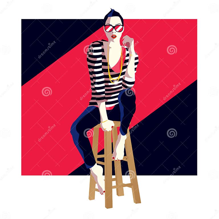 Fashion Woman In Style Pop Art Vector Illustration Stock Vector