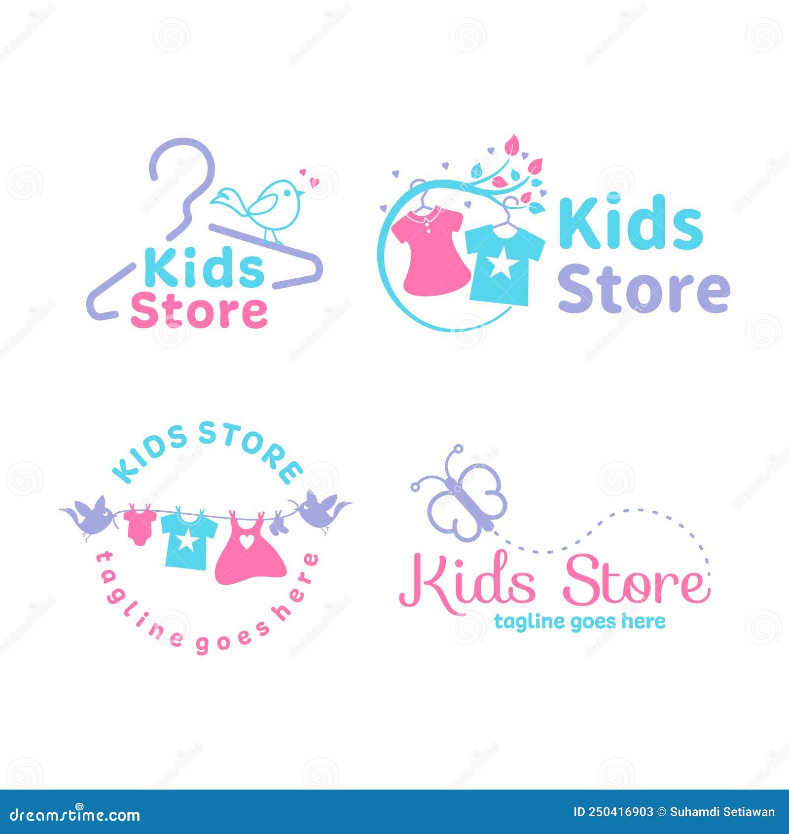 Fashion Kids Store Logo Design Vector Set Stock Vector - Illustration ...