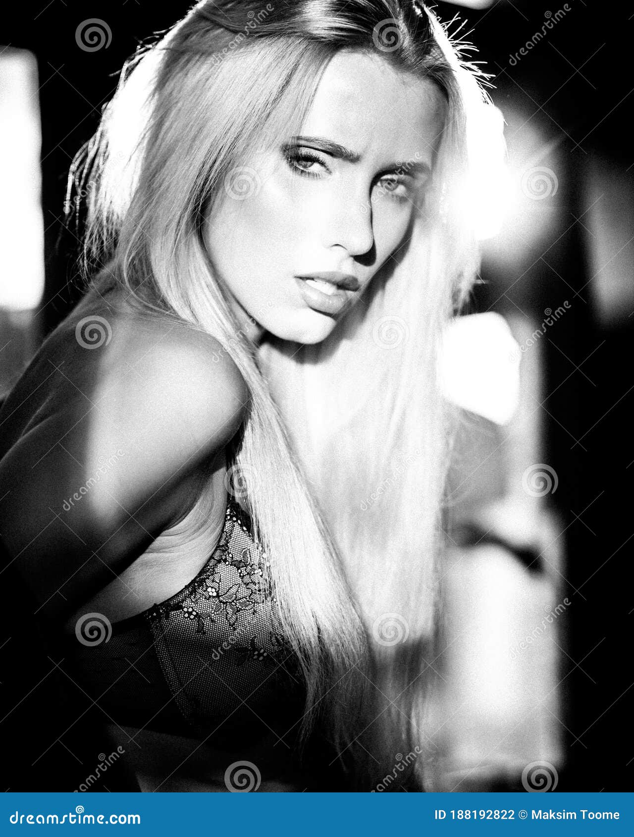 Fashion And Lingerie Concept Beautiful Blond Lady Portrait Wearing