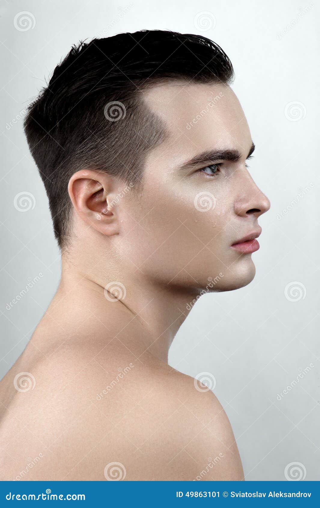 Fashion Man with Drops on Face Stock Image - Image of brutal, hair ...