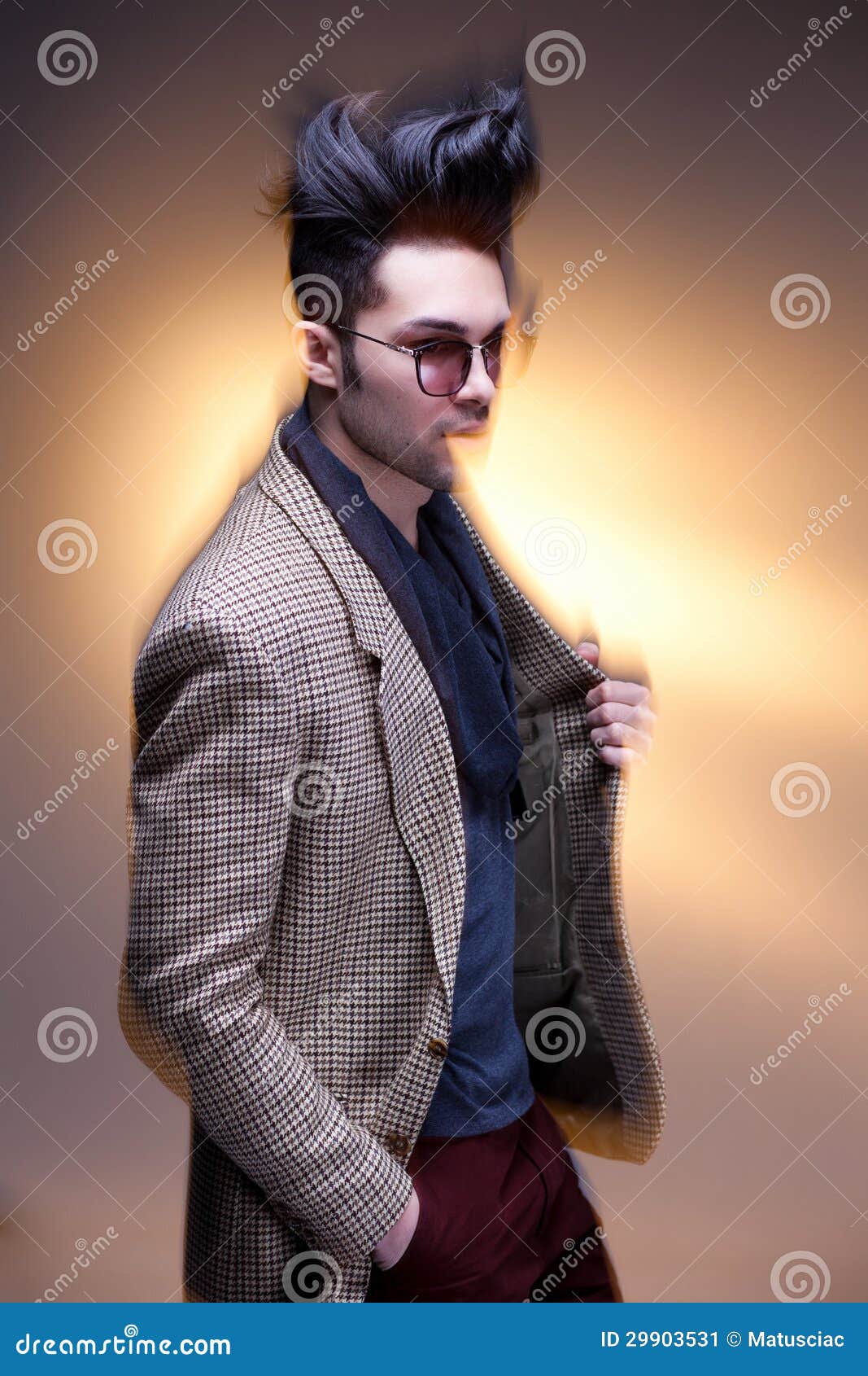 Fashion Man Model Dressed Casual Posing Dramatic Stock Image - Image of ...
