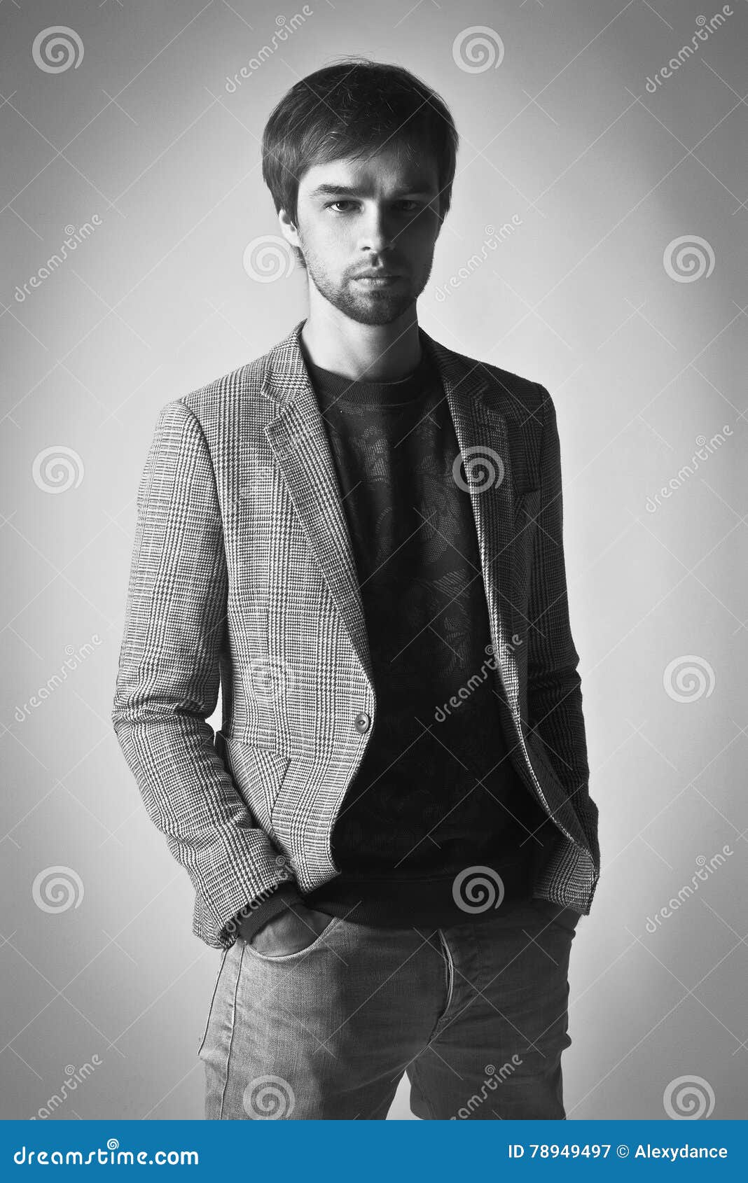 Fashion Man Model Dressed Casual Posing Dramatic in the Studio Stock ...