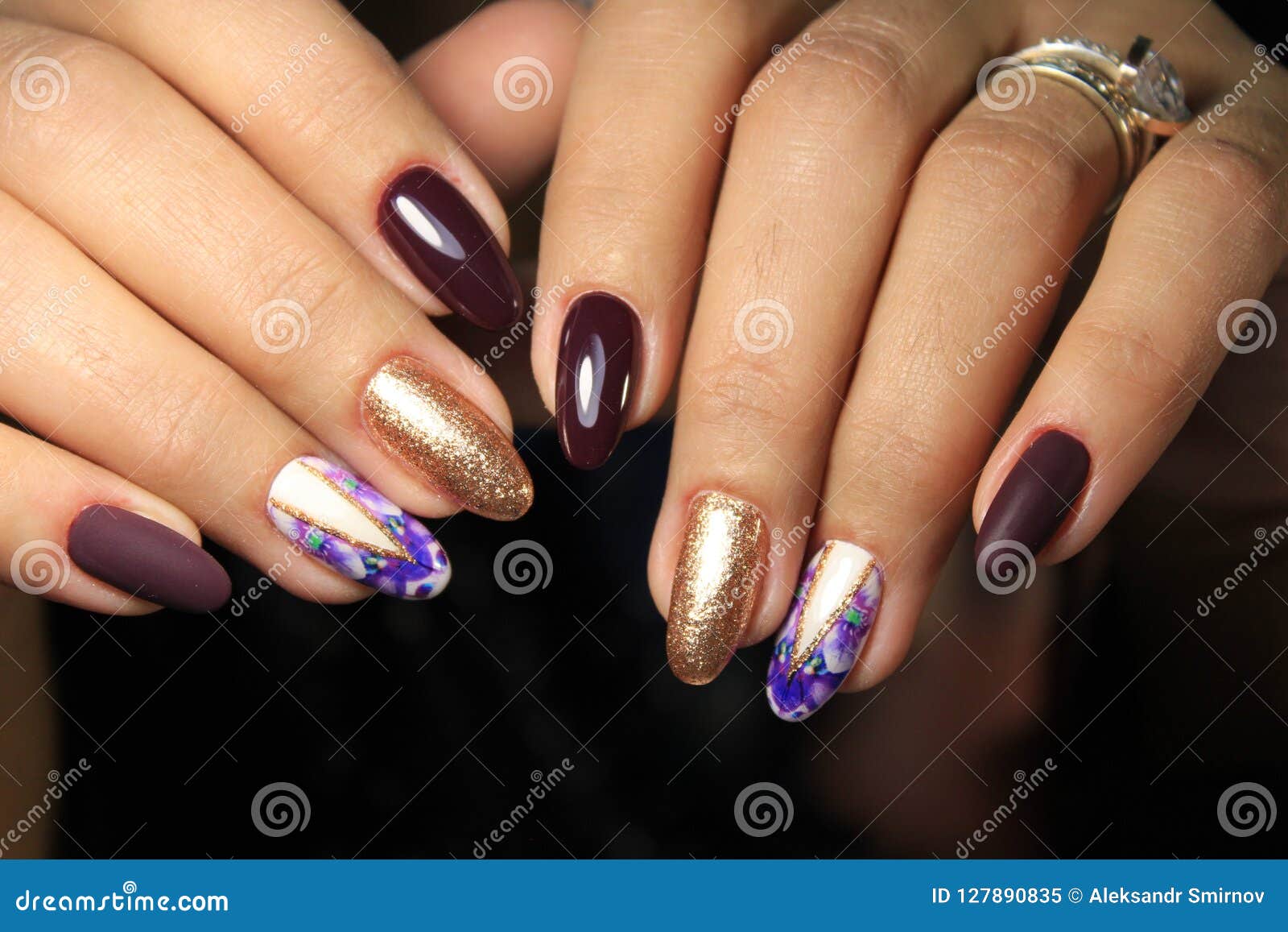 Fashion Manicure Design on a Beautiful Texture Stock Image - Image of ...