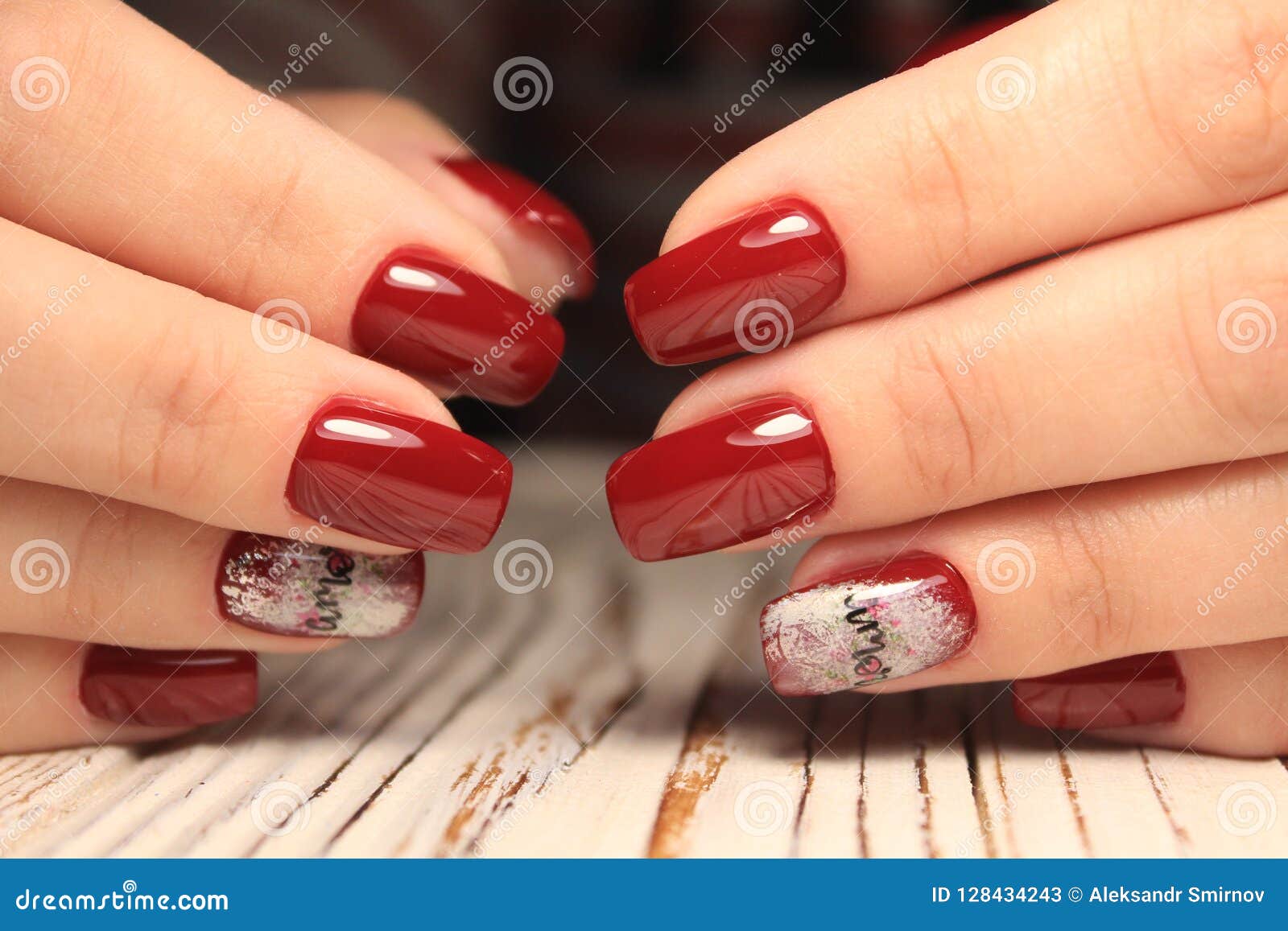 Fashion Manicure Design on a Beautiful Texture Stock Image - Image of ...