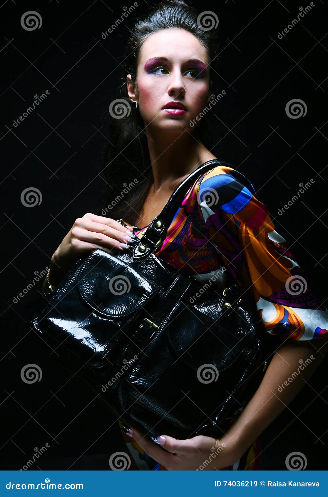 Fashion model with a bag stock image. Image of modeling - 74036219