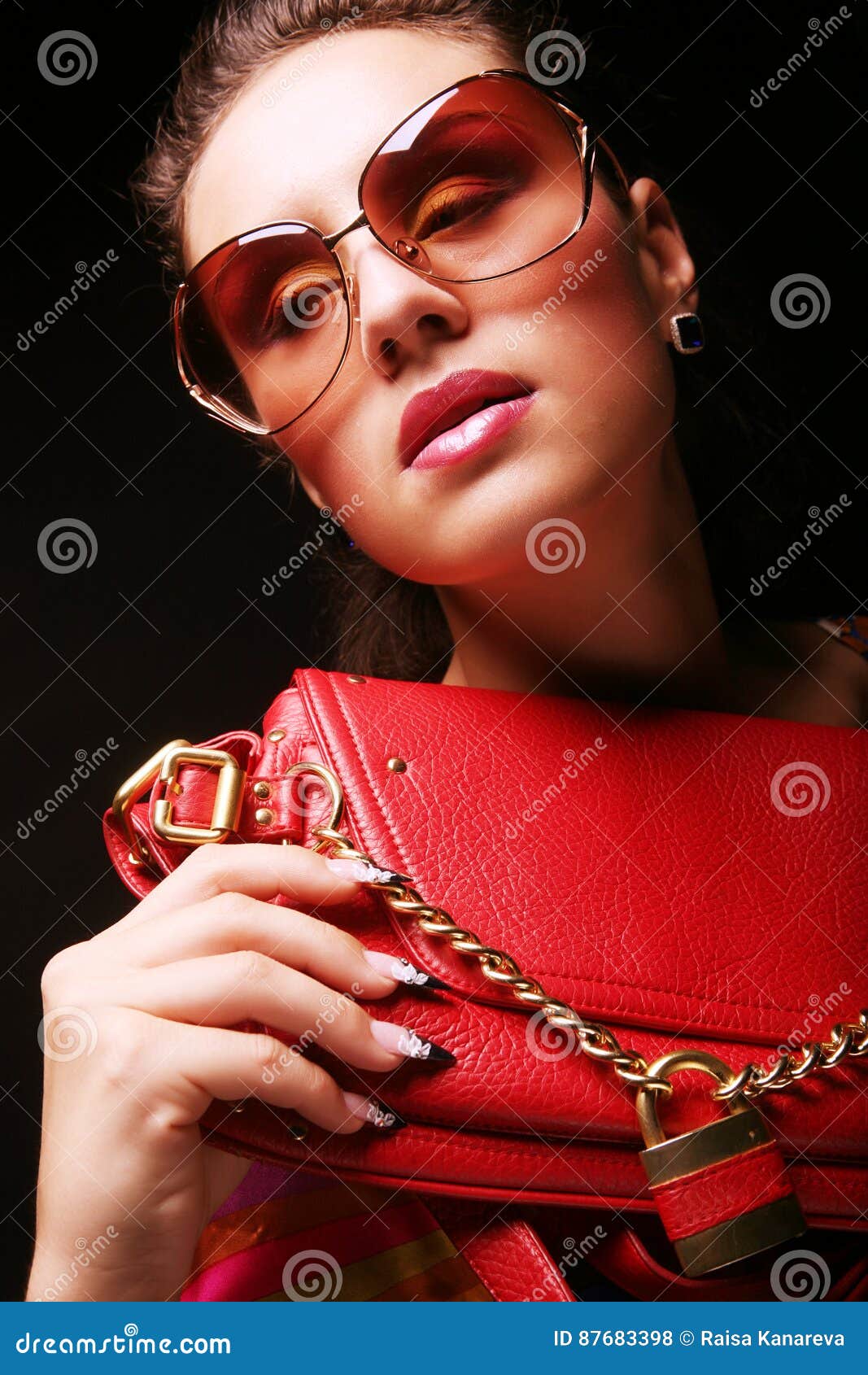 Fashion model with a bag stock photo. Image of coat, isolated - 87683398