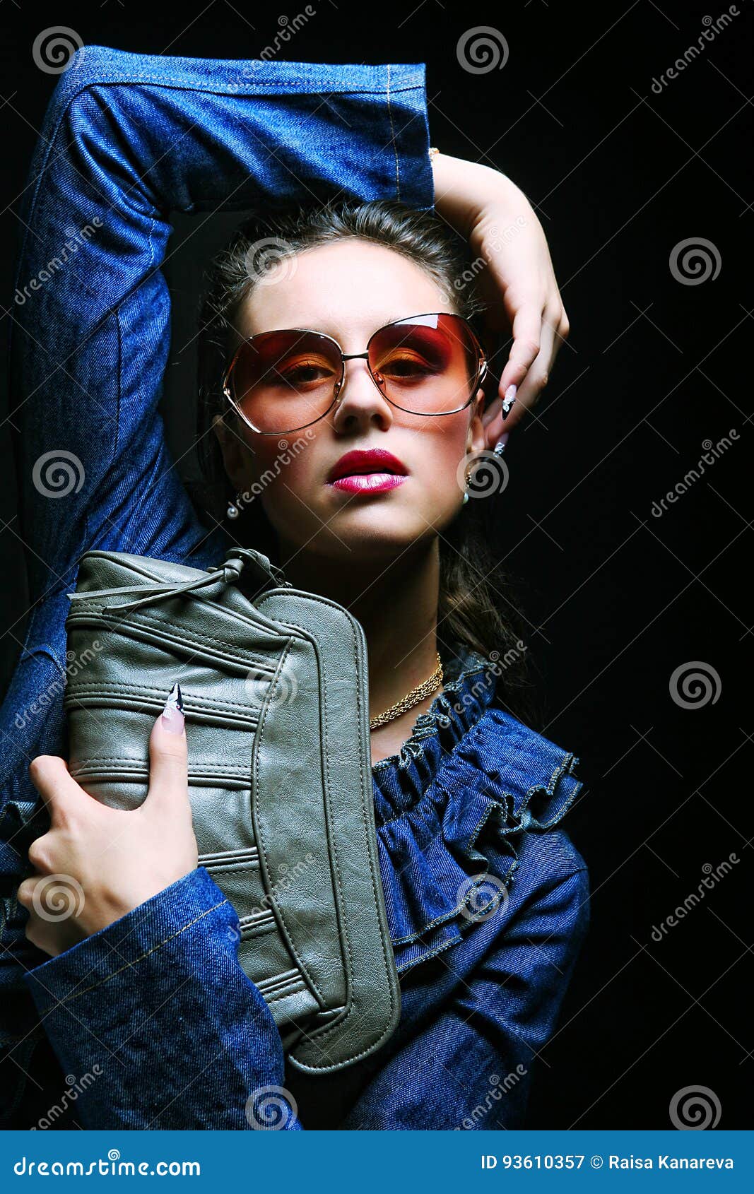 Fashion model with a bag stock image. Image of modeling - 93610357