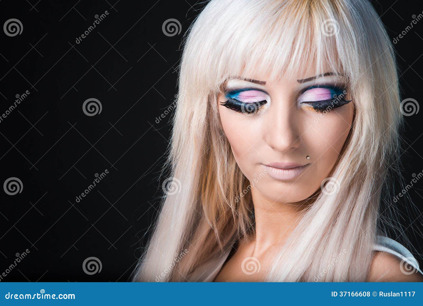 Fashion Model with Barbie Doll Make-up Stock Photo - Image of lips ...