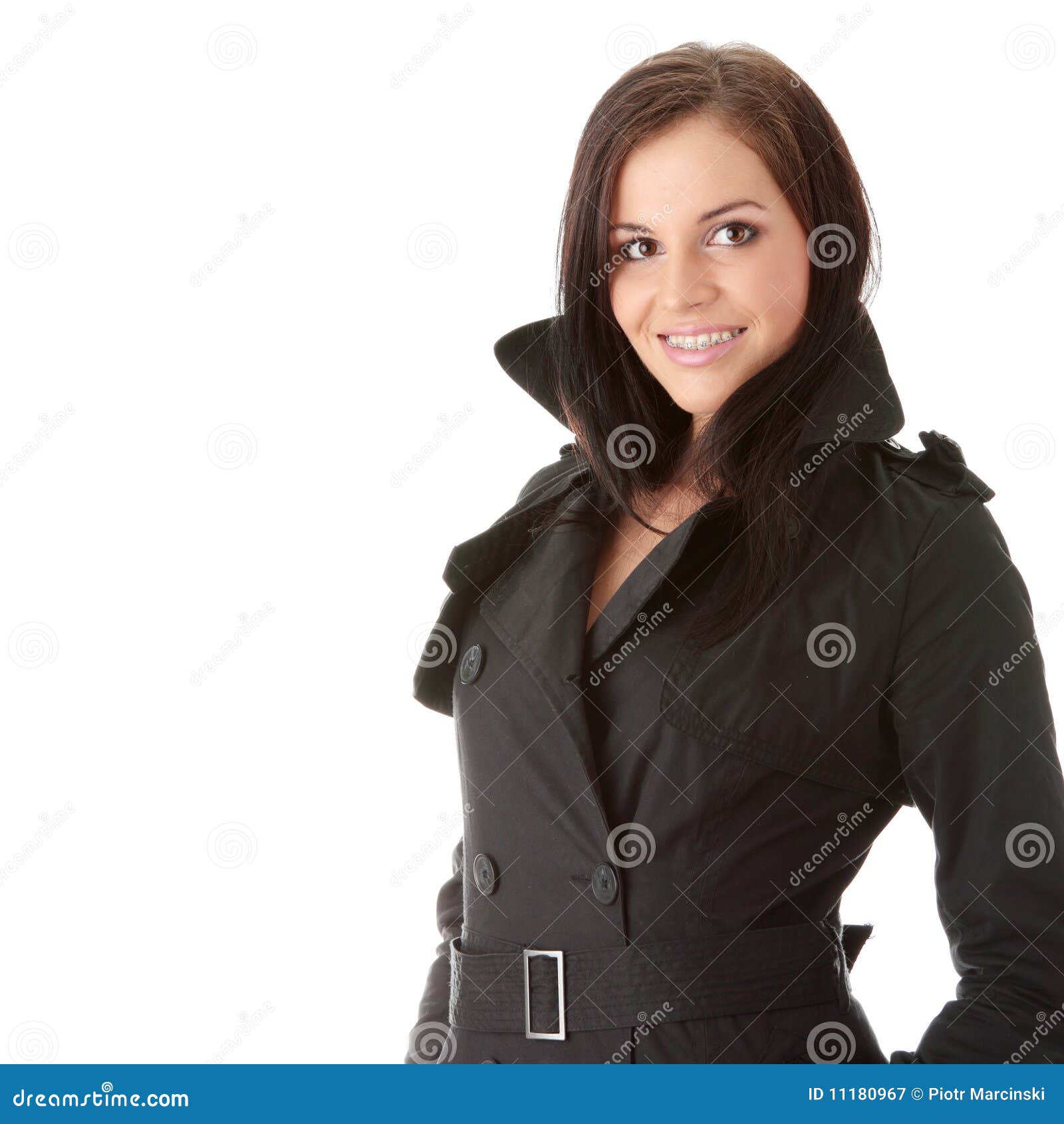 Fashion Model in Black Coat Stock Image - Image of person, caucasian ...