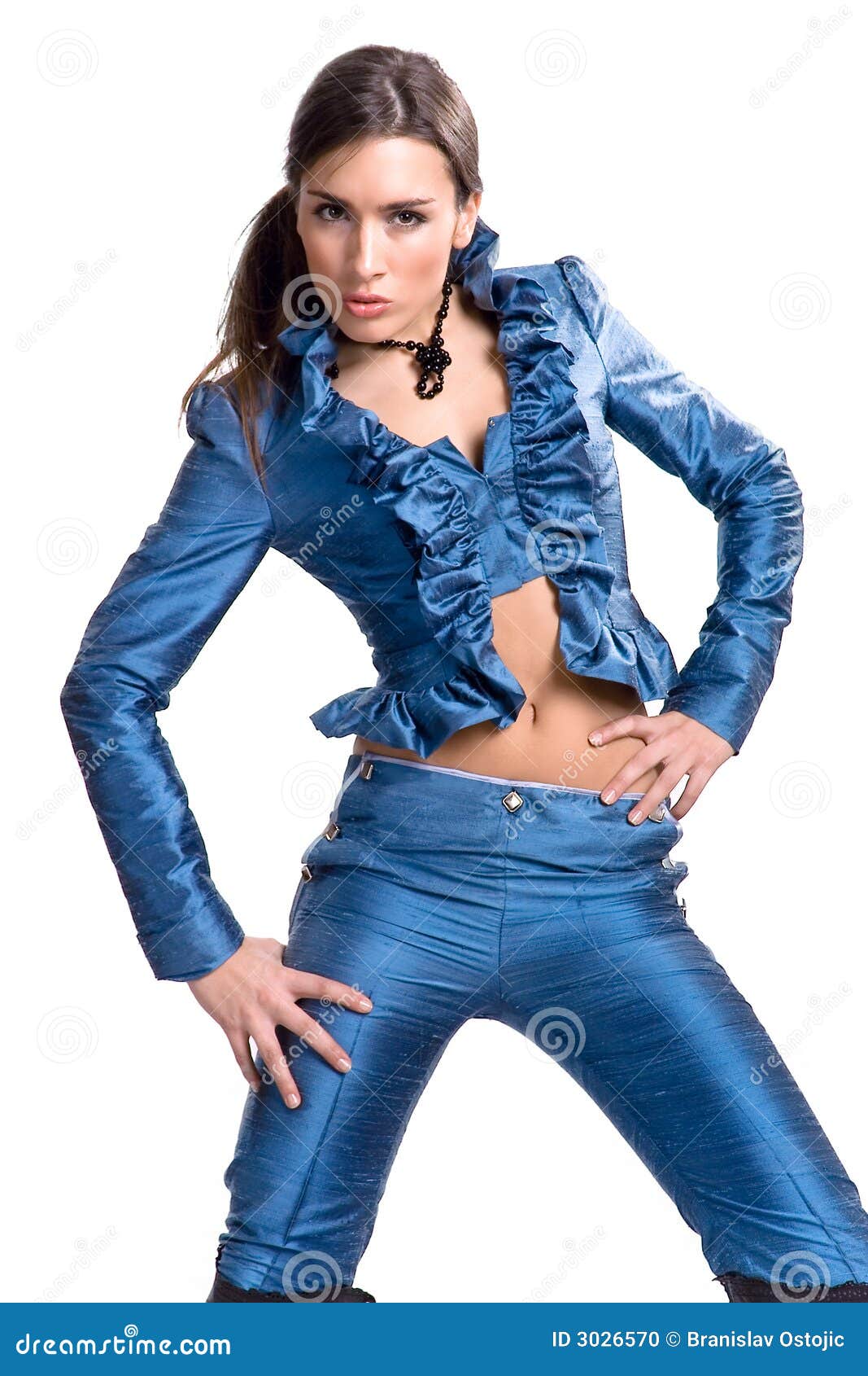 Fashion Model In Blue Satin Stock Photo - Image: 3026570