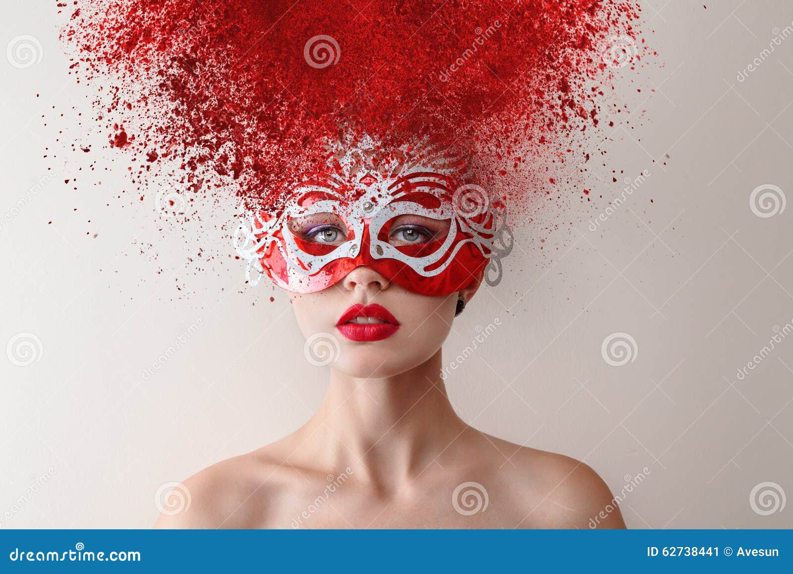 Fashion Model with Carnival Mask Stock Image - Image of explosion ...