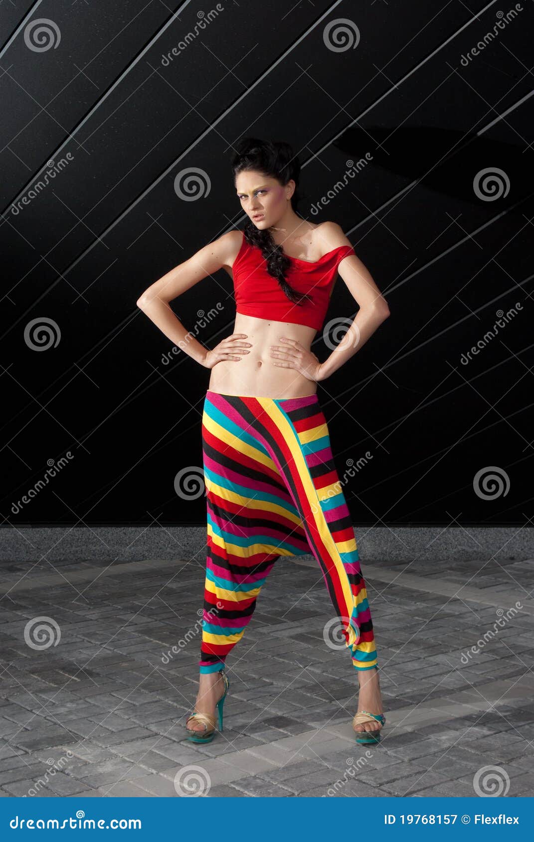 Fashion Model in Colorful Outfit Stock Image - Image of cyan, metal ...