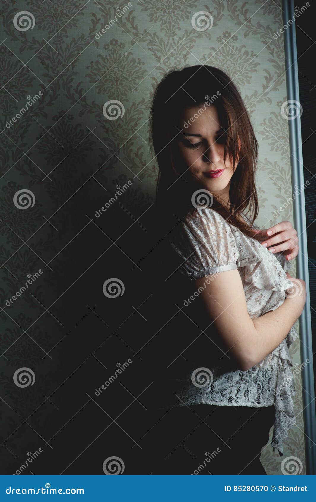 Fashion Model on a Dark Background Stock Photo - Image of cute, dark ...
