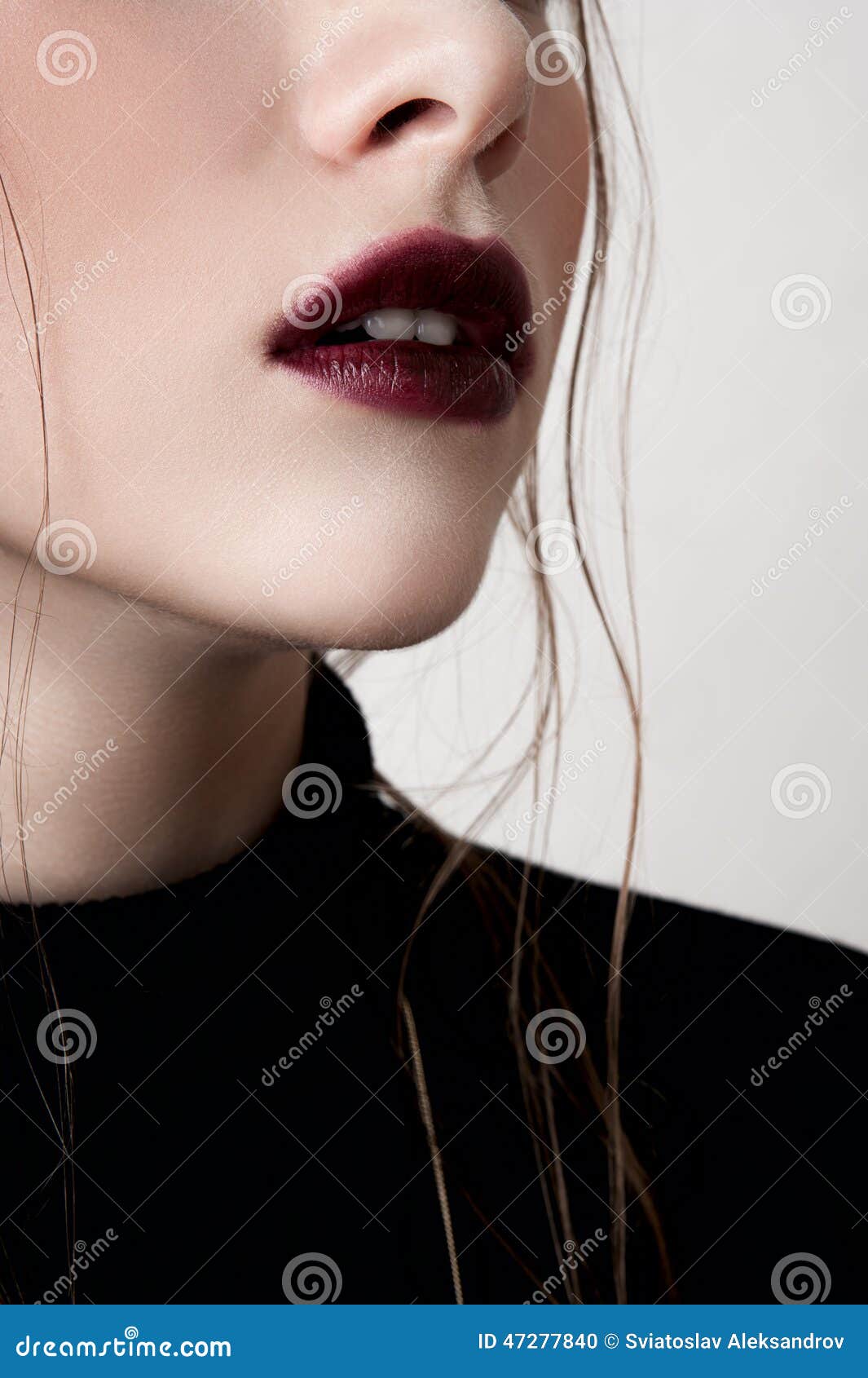 Fashion Model with Dark Red Lips Stock Photo - Image of model, lips ...