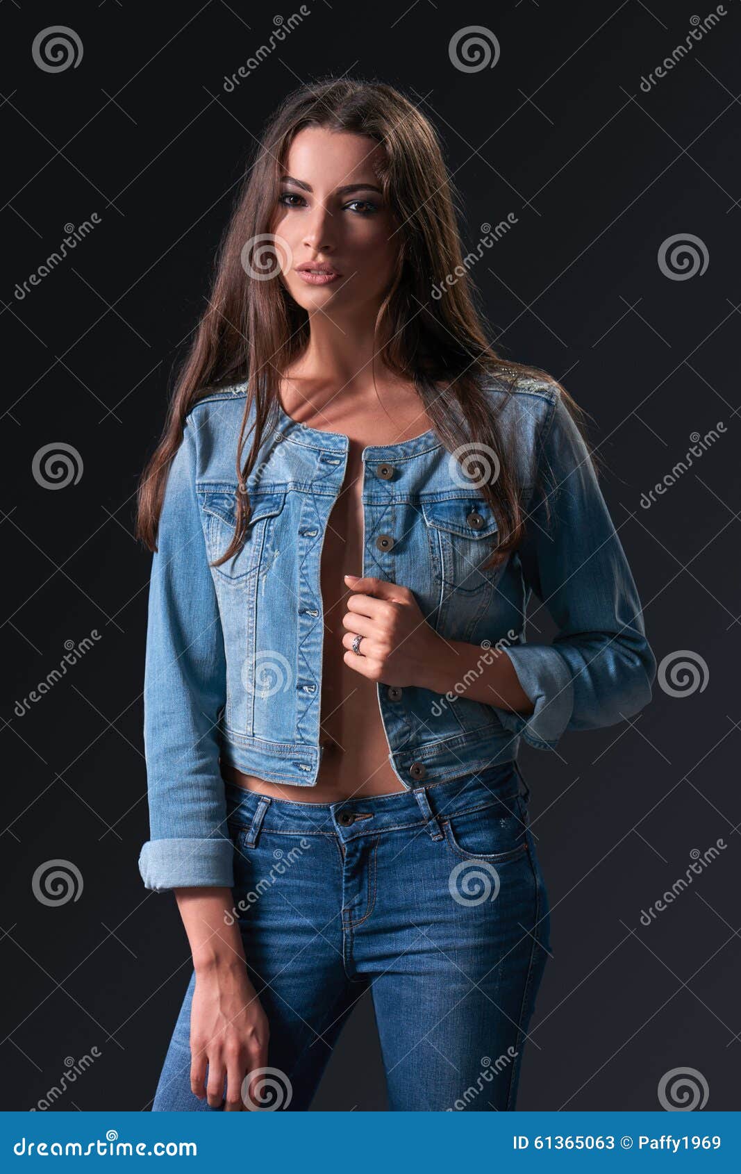 Fashion Model in Denim Style Stock Image - Image of calm, lady: 61365063