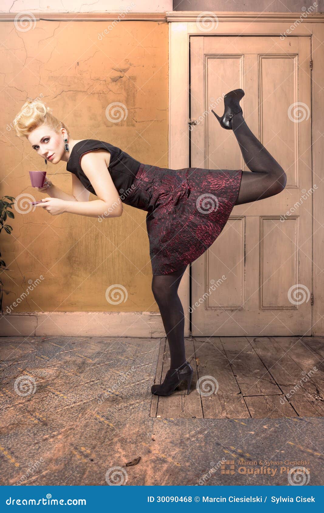 Fashion Model in a Dynamic Pose Stock Photo - Image of caucasian ...