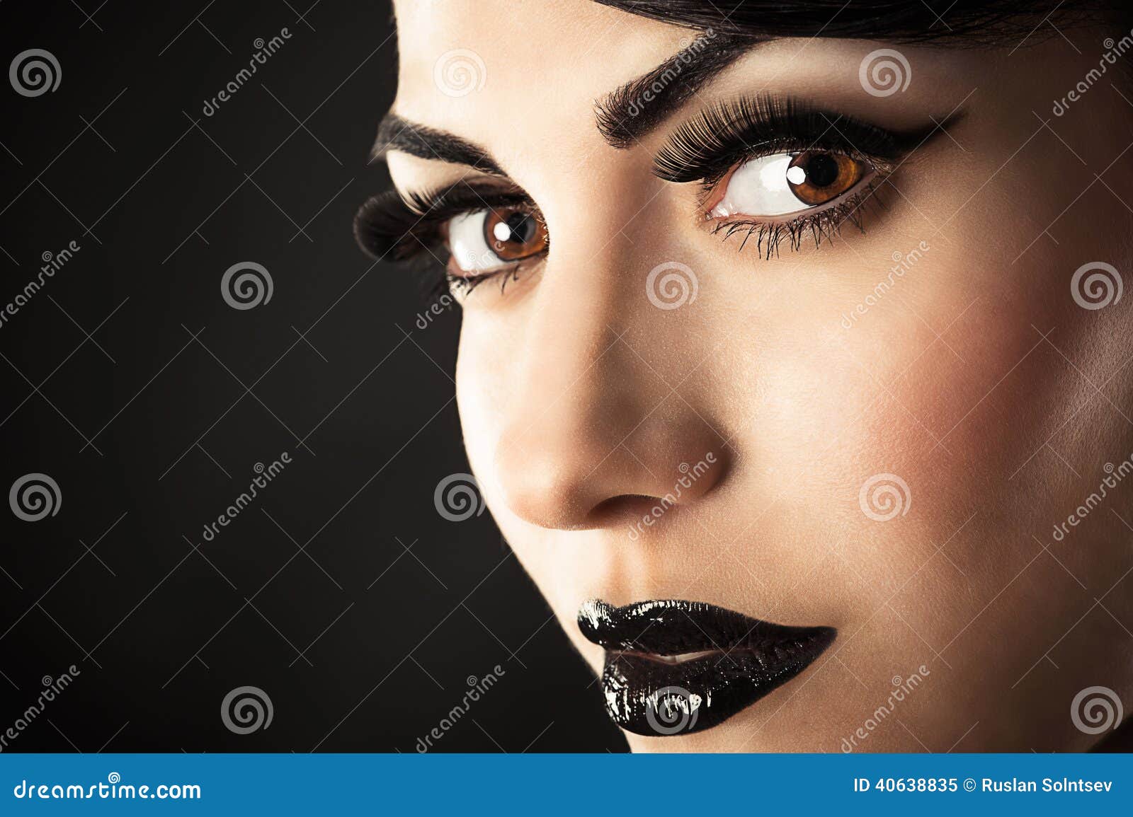 Fashion Model Face with Black Makeup Stock Image - Image of eyes ...