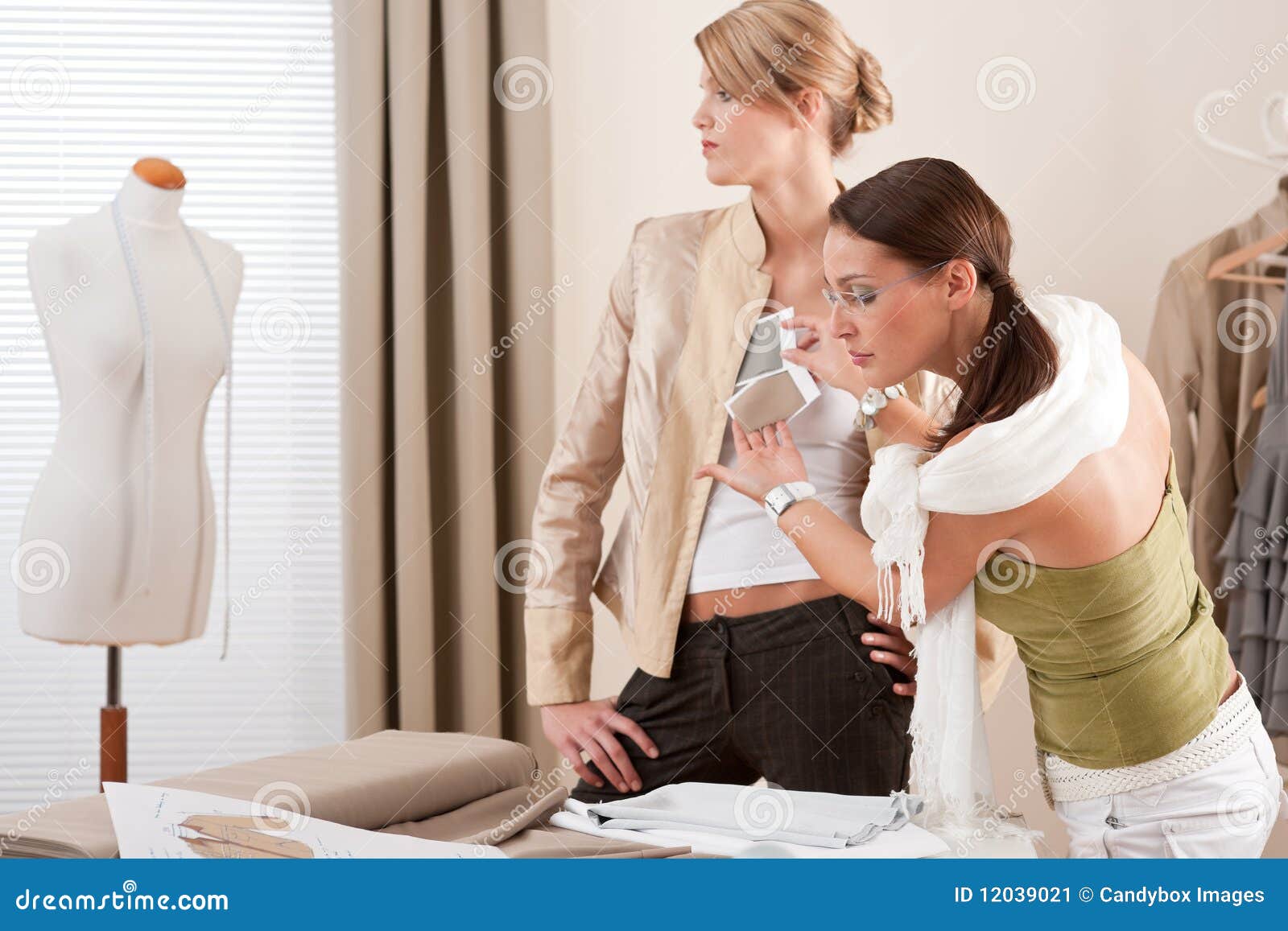 Fashion Model Fitting Clothes by Designer Stock Image - Image of ...