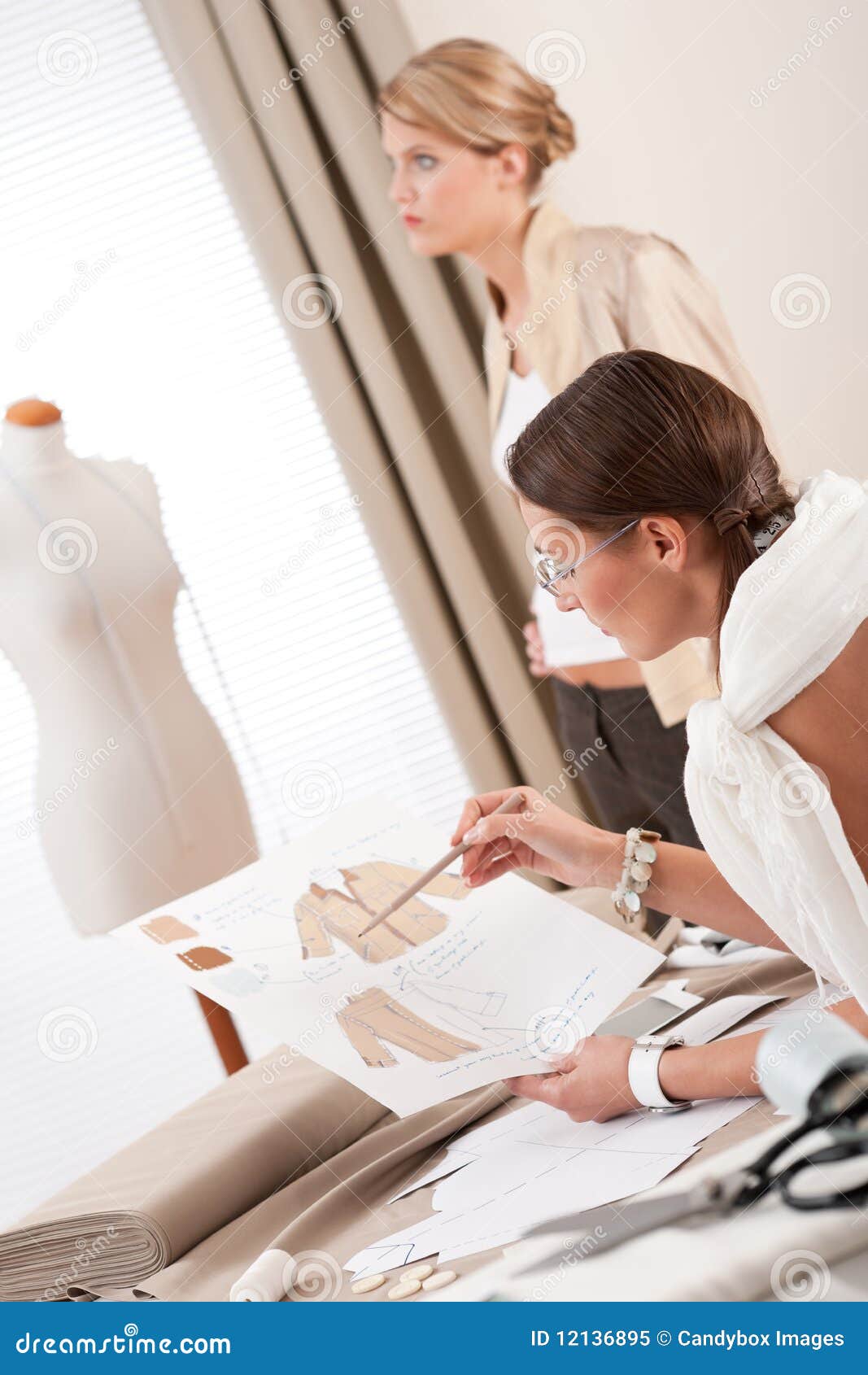 Fashion Model Fitting Clothes by Designer Stock Image - Image of ...