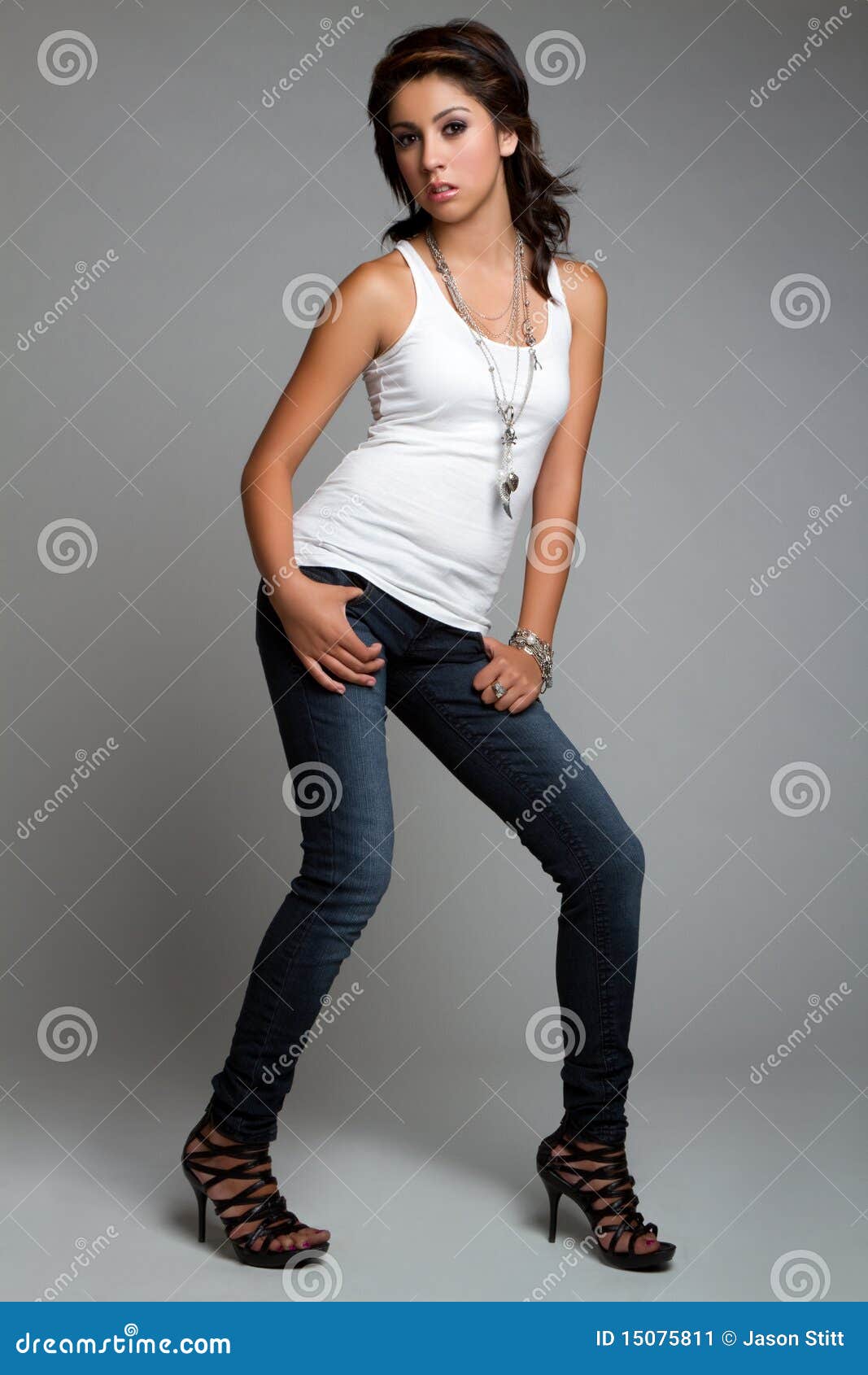 Fashion Model Girl stock image. Image of girls, jeans - 15075811